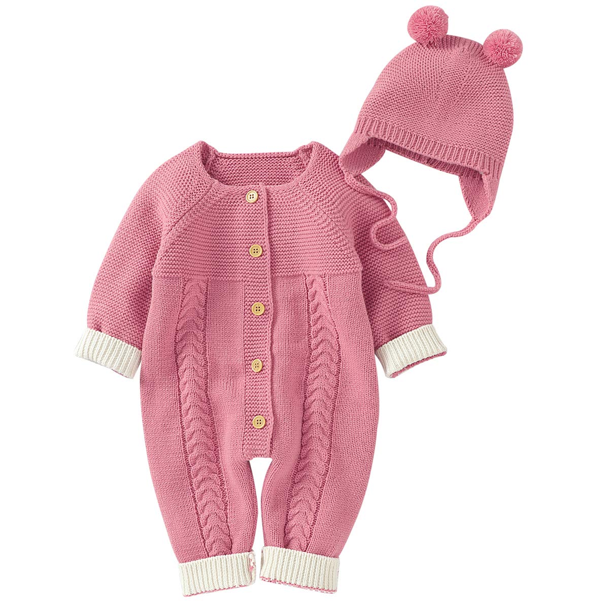 Yolispa Baby Mädchen Mädchen Strick Strampler Overall Body mit Warmem ...