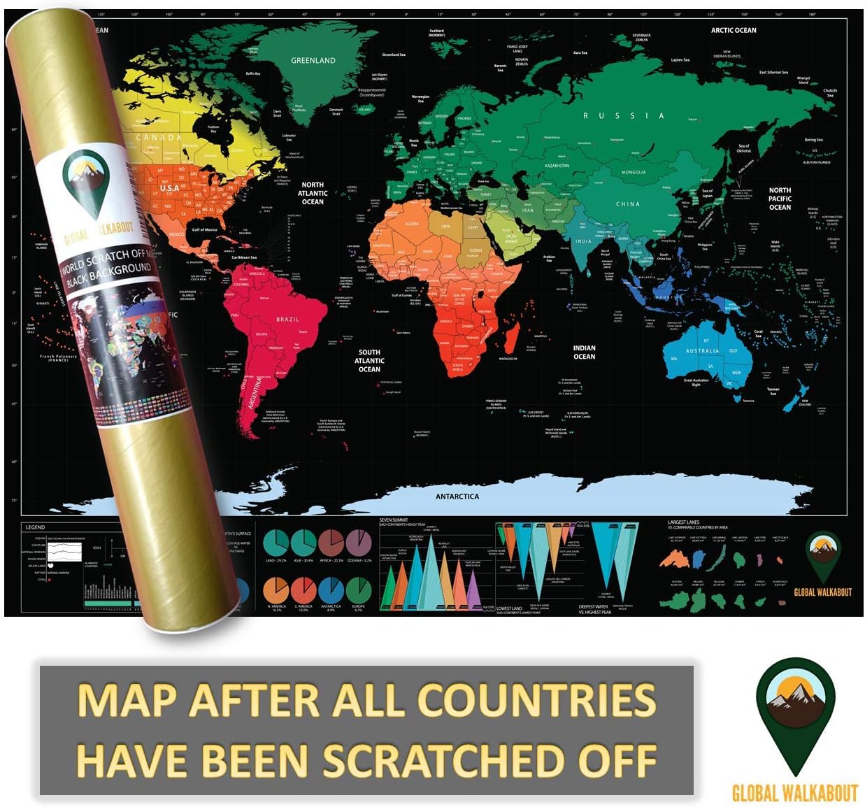 Global Walkabout Scratch Off World and UK Map with colours background ...