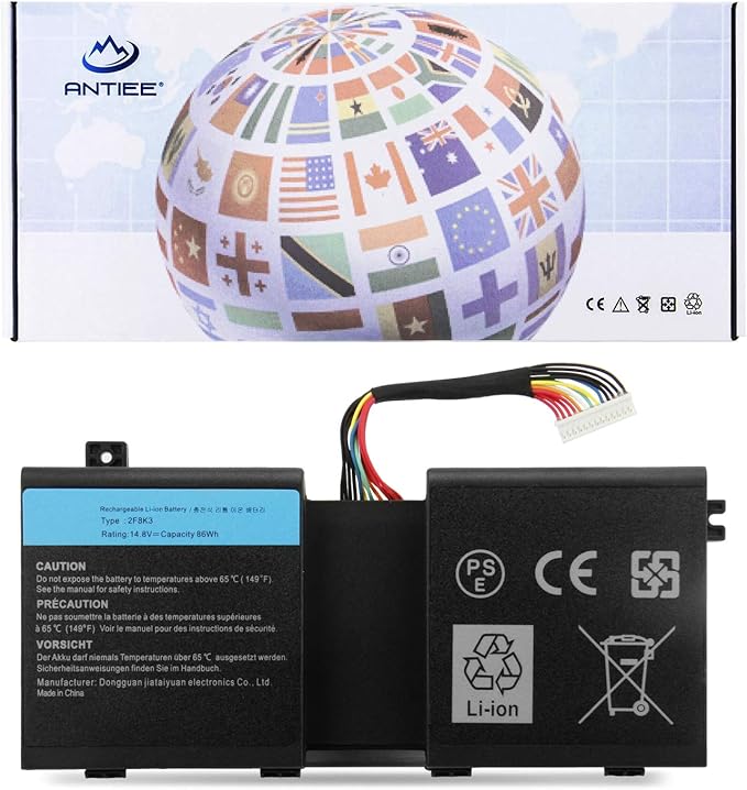 Amazon.com: ANTIEE 86Wh 2F8K3 Notebook Battery Replacement for Dell ...