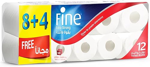 FINE Toilet Paper Extra Strong Interfolded 130 Sheets 3 Ply - 12 Packs ...
