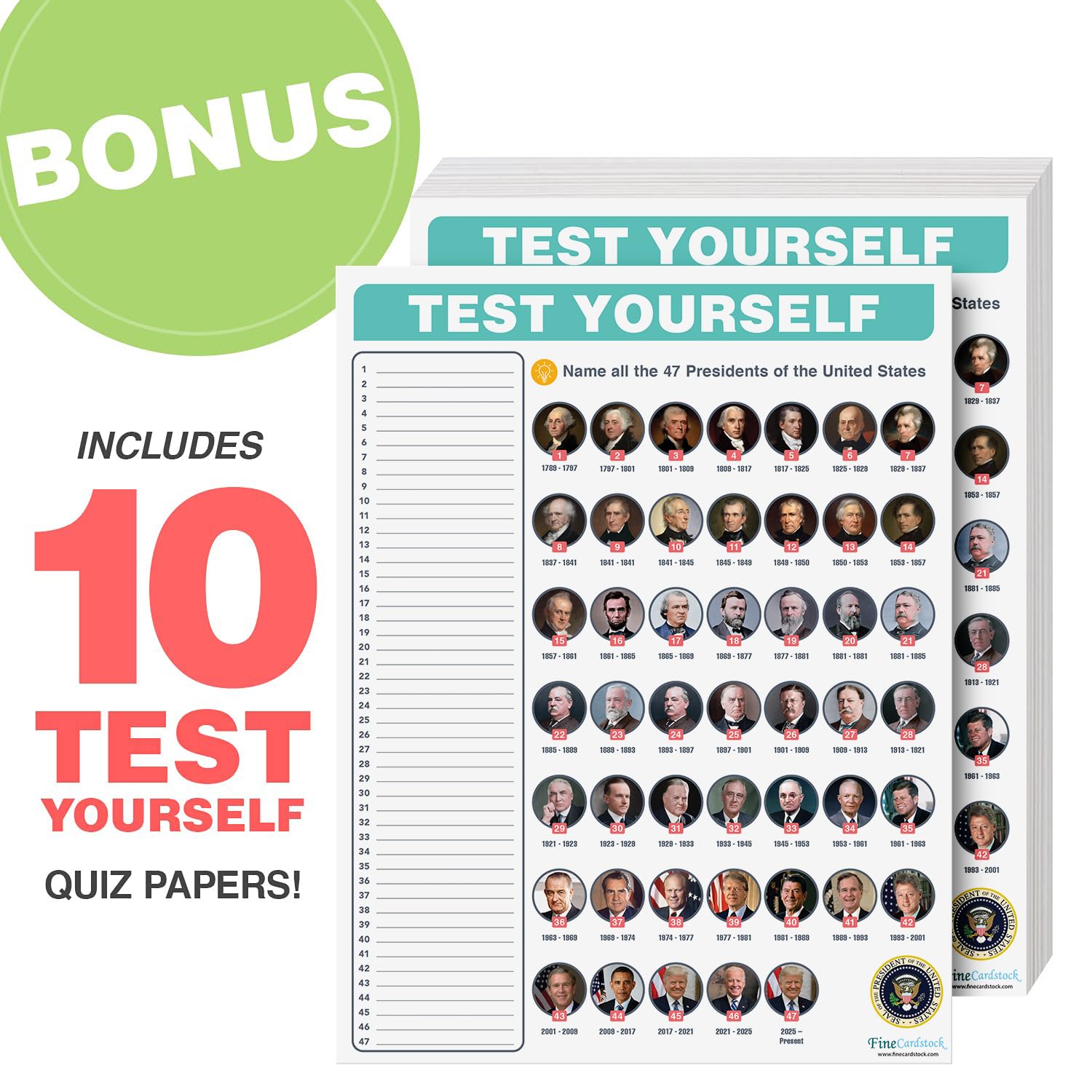 Mua United States of America President Educational Poster w/ Test ...