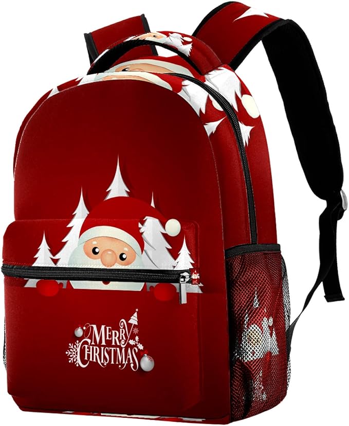 Merry Christmas Santa Card Backpack School Bag Bookbag Hiking Travel ...