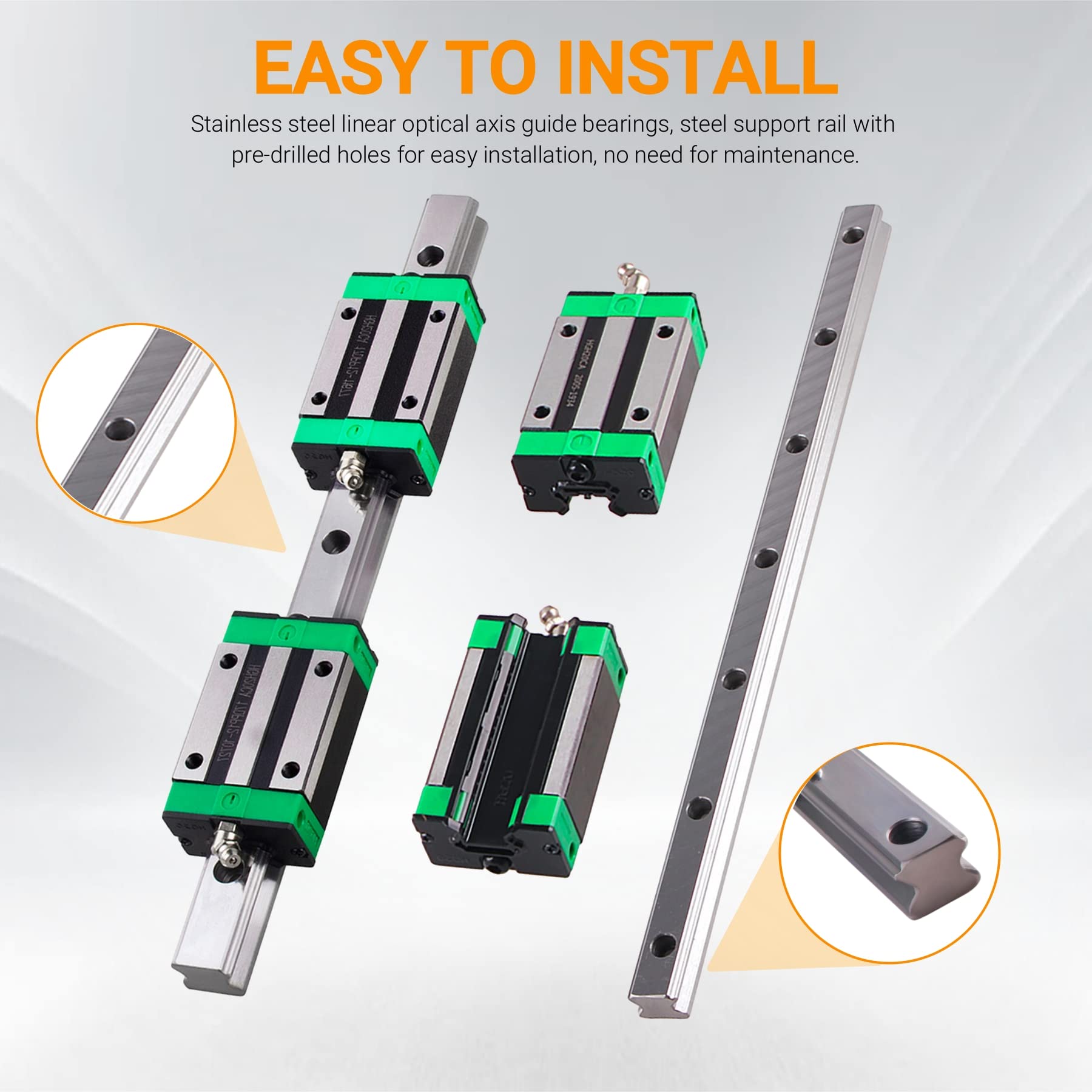 Mua ANWOKIT Linear Guide Rail kit 2Pcs HGR20-2000mm Linear Slide Rails with HGH20CA Carriage ...