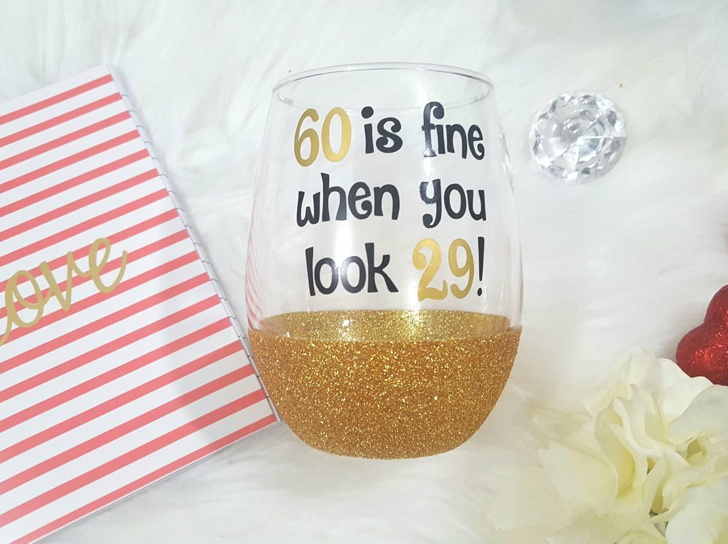 Amazon.com: 60th birthday gift, 60th birthday wine glass that reads 60 ...