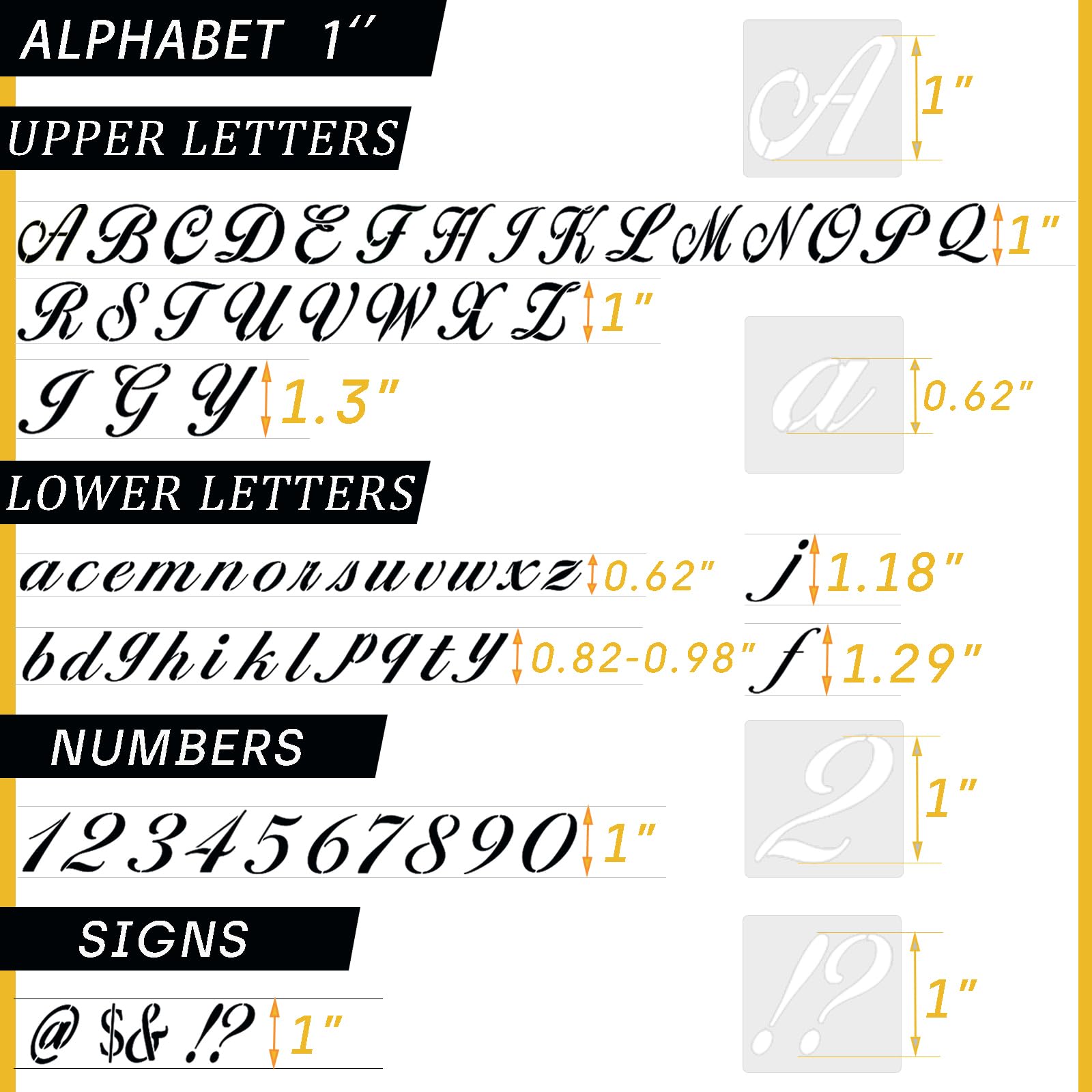 Mua 1 Inch Letter Symbol Stencils for Painting on Wood, 65 Pcs Alphabet ...