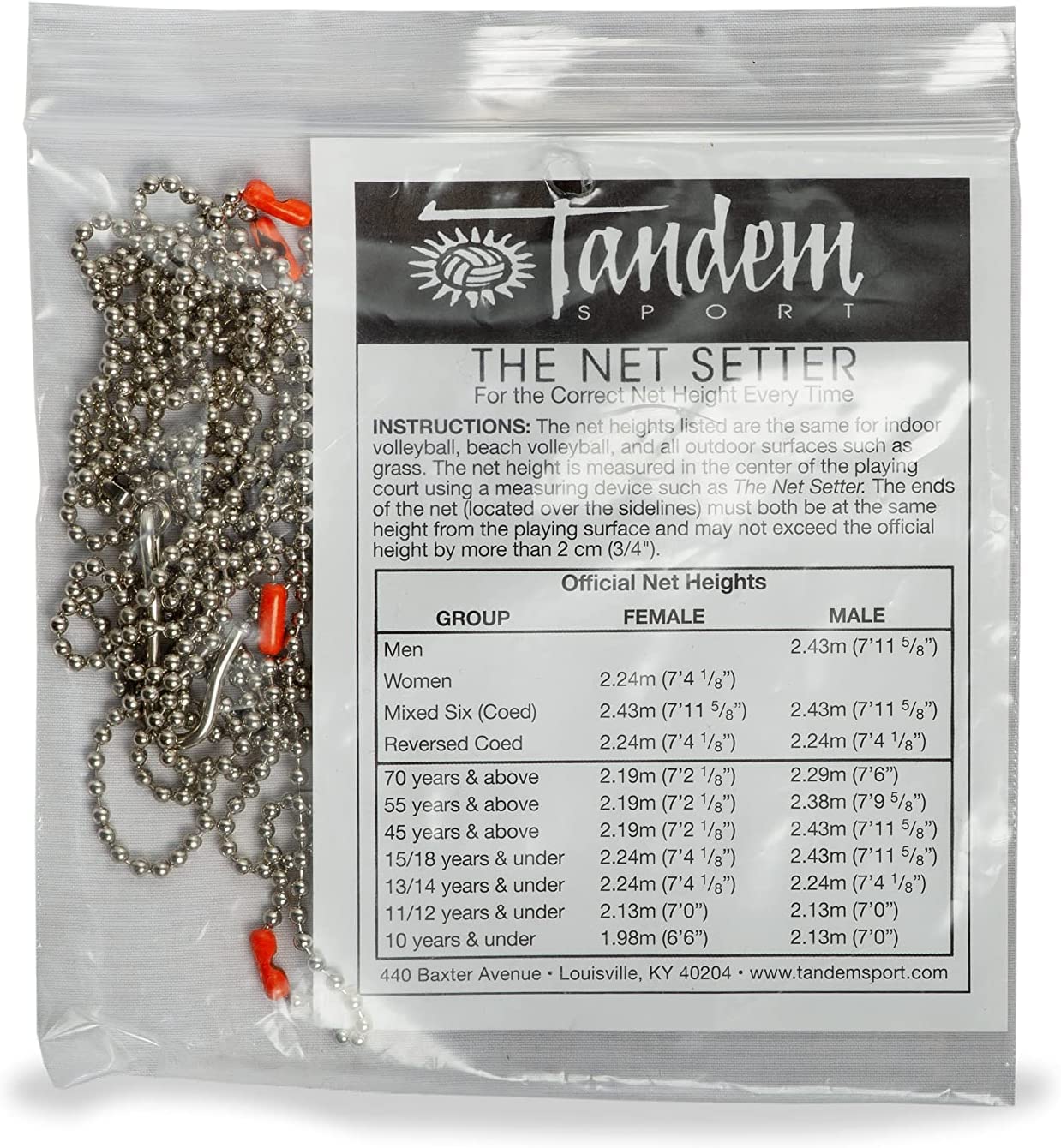 Tandem Sport Volleyball Net Setter - Volleyball Net Measure Chain - 4 ...