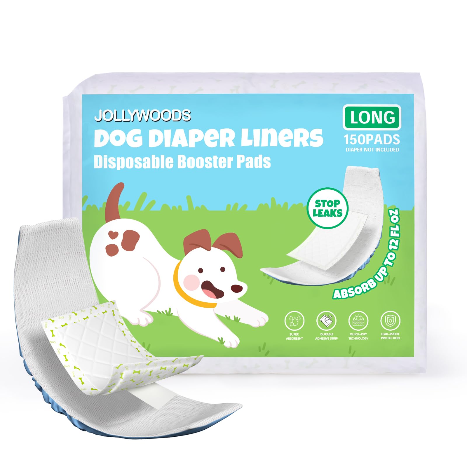 Jollywoods Dog Diaper Liners Booster Pads for Male & Female Dogs ...