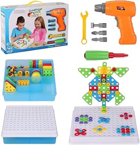 Creative Mosaic Drill Set for Kids, Drilling Toys Puzzle with ...