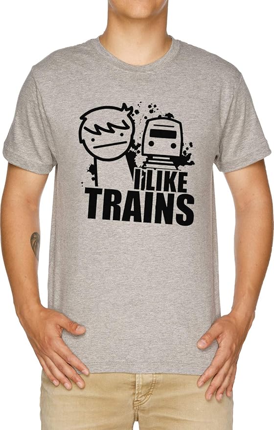 I Like Trains Men's T-Shirt Grey: Amazon.co.uk: Clothing