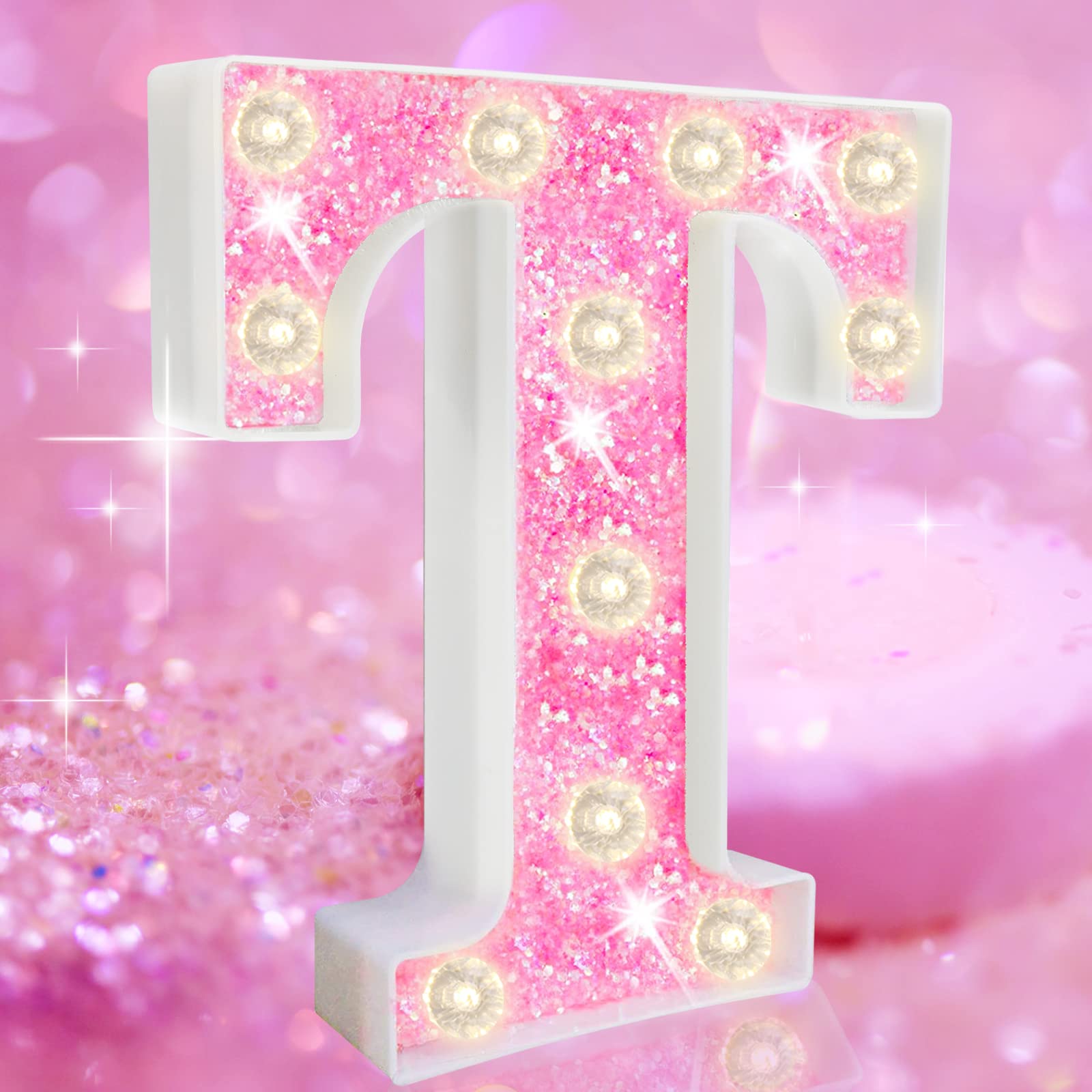 LED Marquee Letter Lights, Light Up Pink Diamond Alphabet Marquee ...