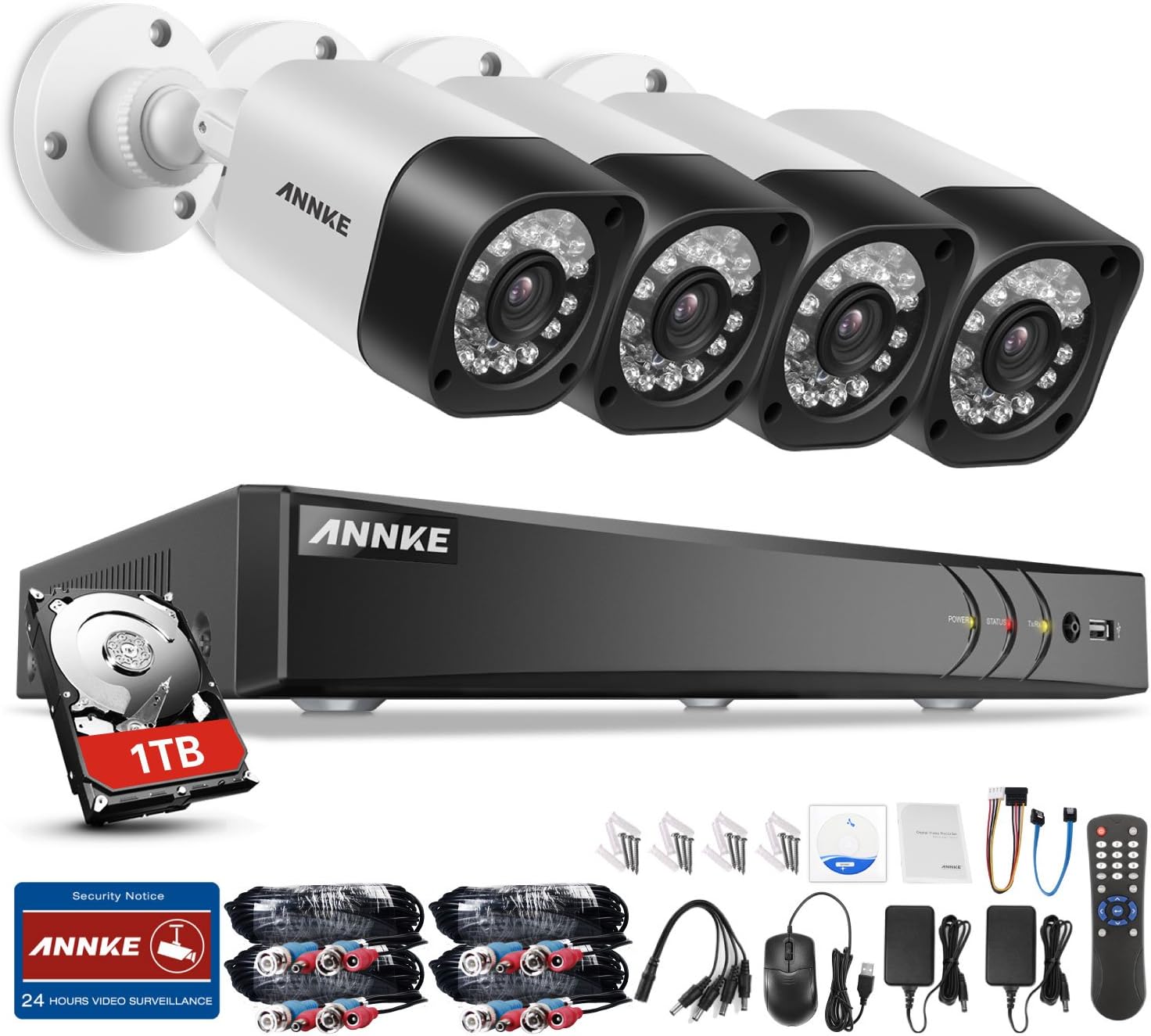 ANNKE 2MP Überwachungskamera Set 8CH 3MP TVI DVR Überwachungssystem mit ...
