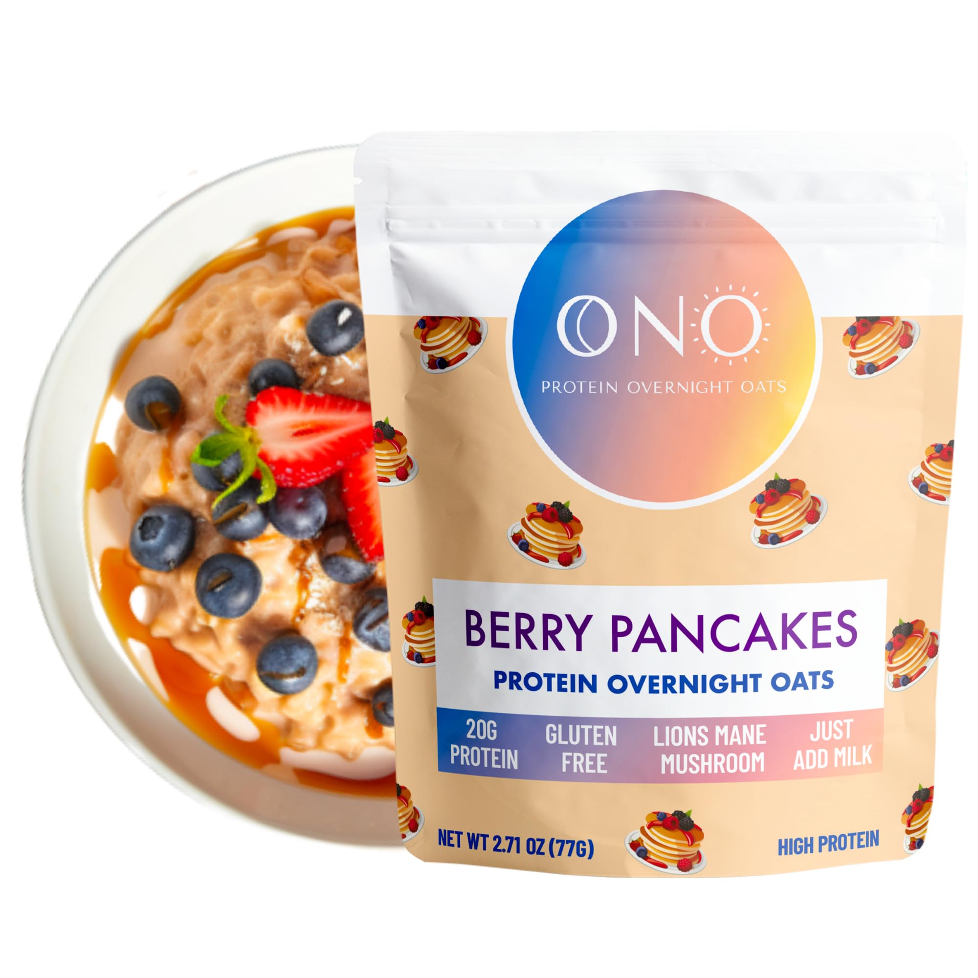 Mua ONO Overnight Oats - Berry Maple Pancakes Protein Oatmeal (6 Pack)- 20g Whey Protein, High ...