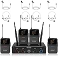 Amazon.com: MELONARE 4-Channel Wireless Microphone System,UHF Compact Cordless Mic Set w/ 4x10 ...