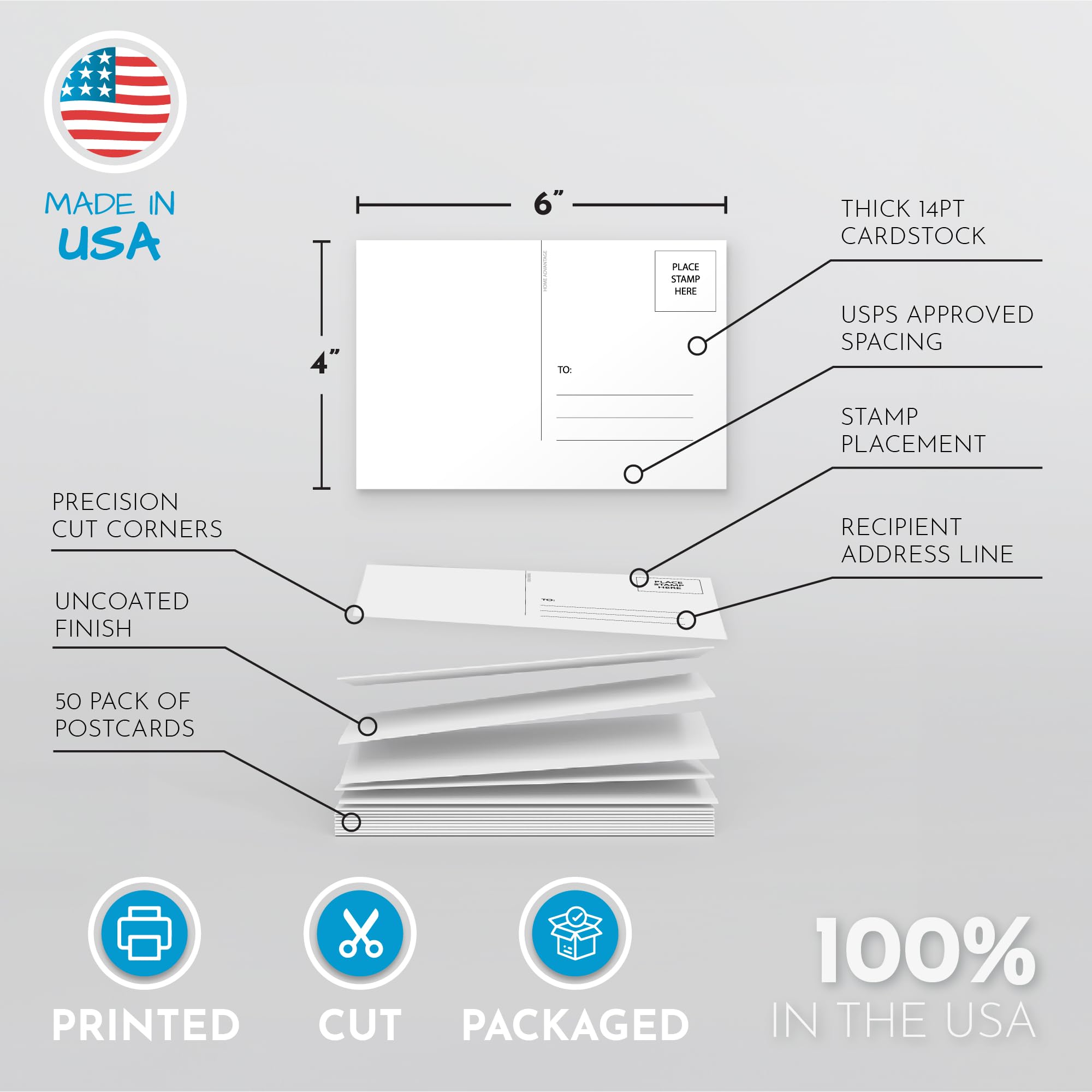 Mua Home Advantage 50 Pack Blank Plain White 4x6 Postcards with Mailing ...