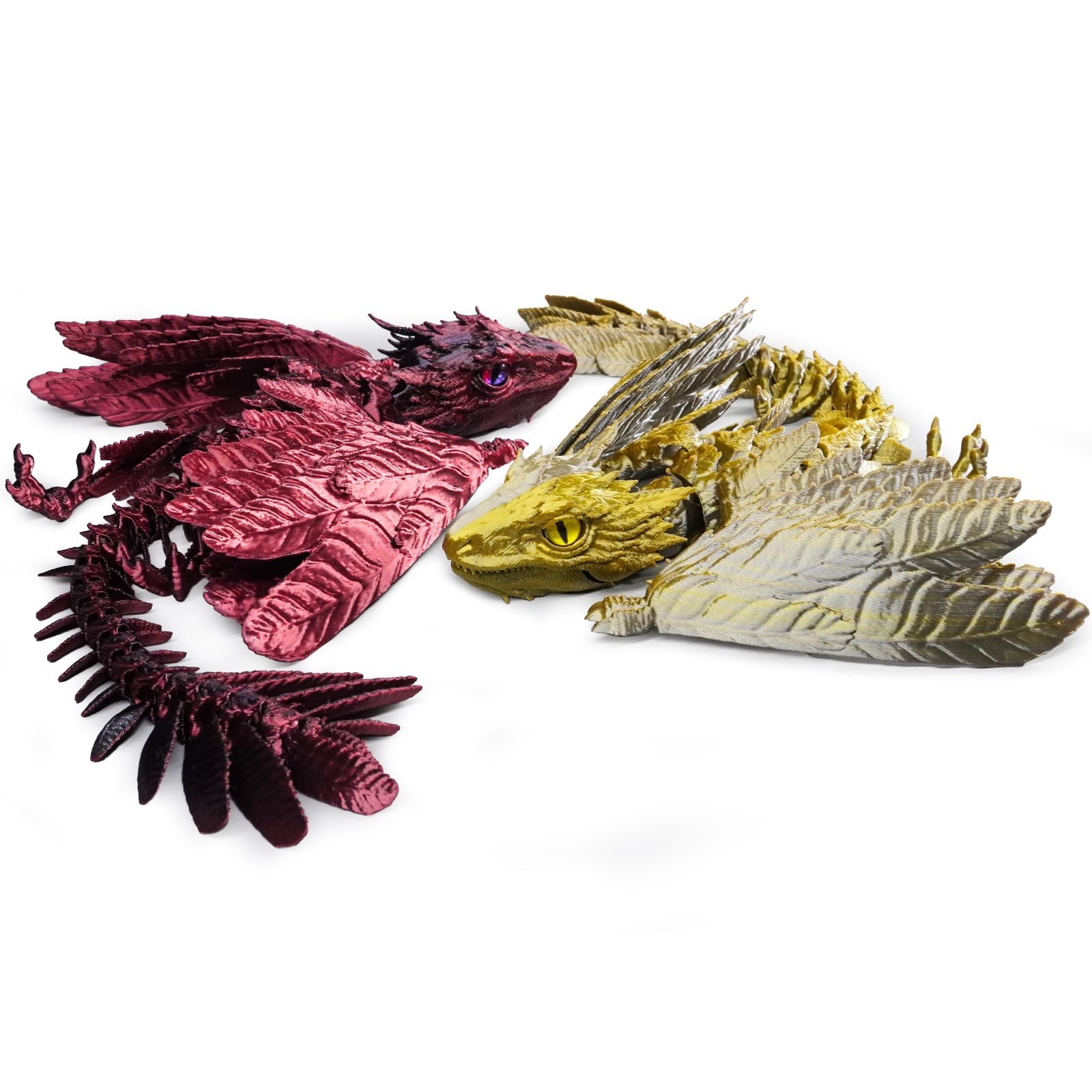 2 Pack Feathered Wyvern 3D Printed Articulated Dragon, Collectible ...