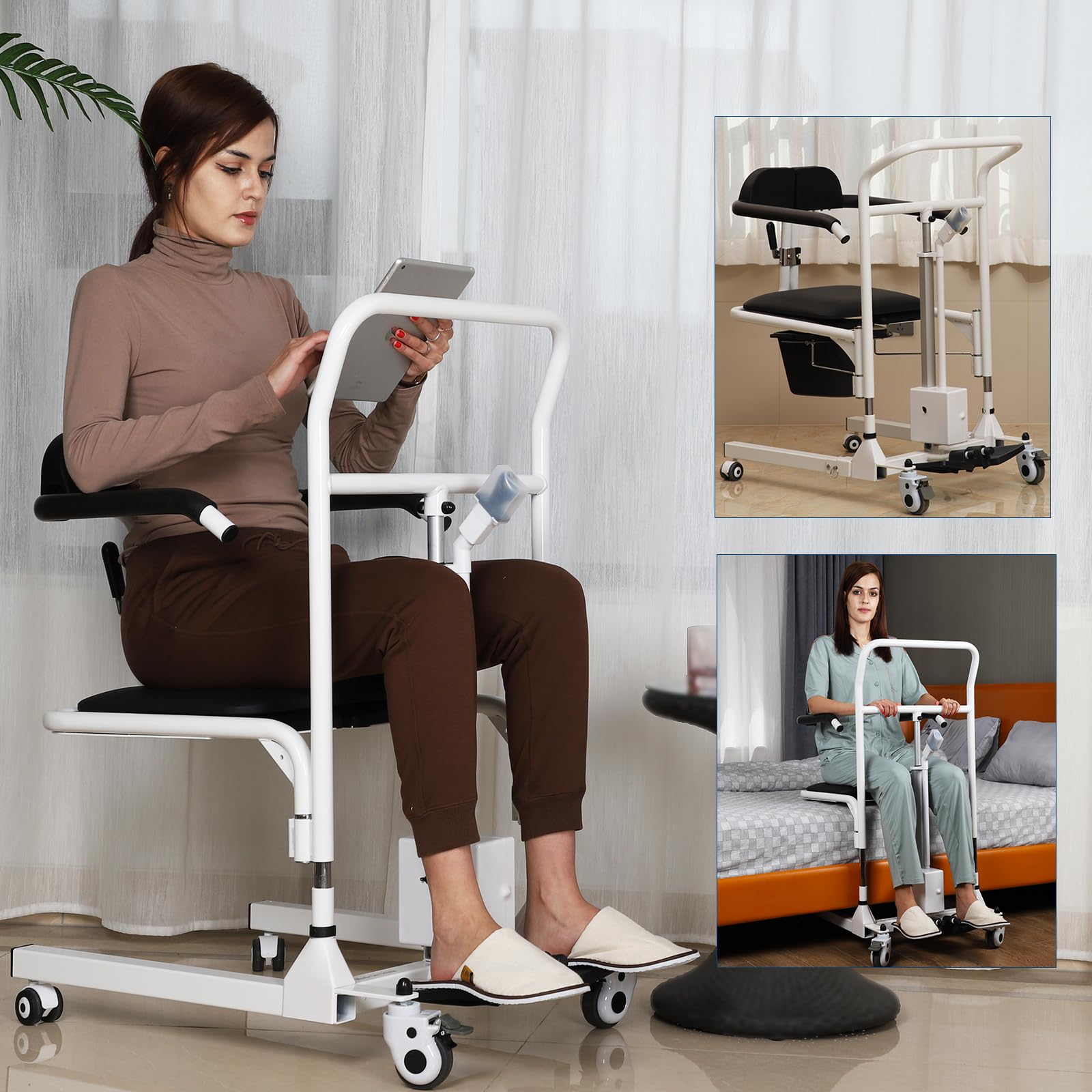Hurchen Electric Patient Lift Transfer Chair, Portable Transfer Lift ...
