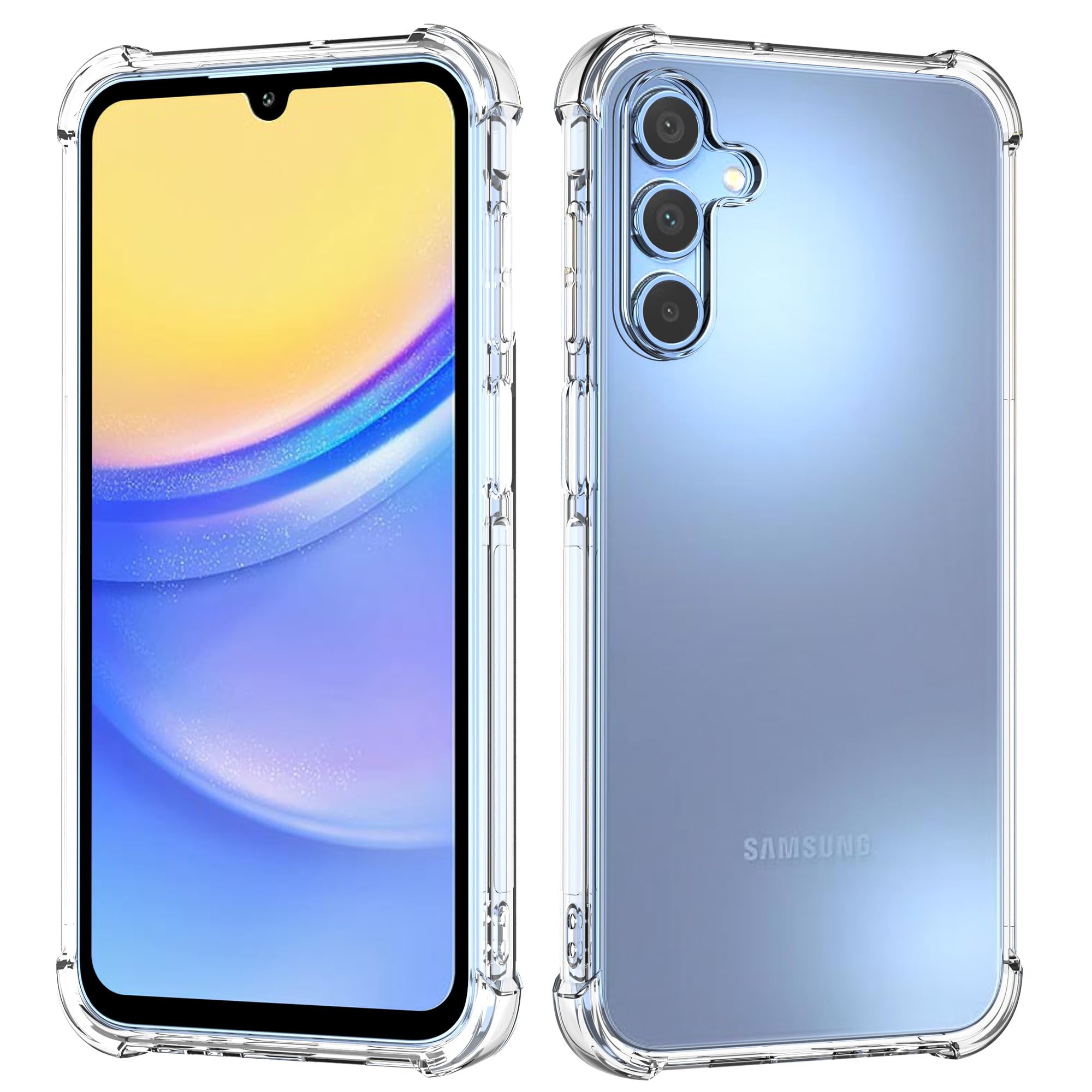 Restoo for Samsung Galaxy A15 5G Clear Case, Crystal Slim-fit Soft TPU with 4 [Shock-Absorption ...