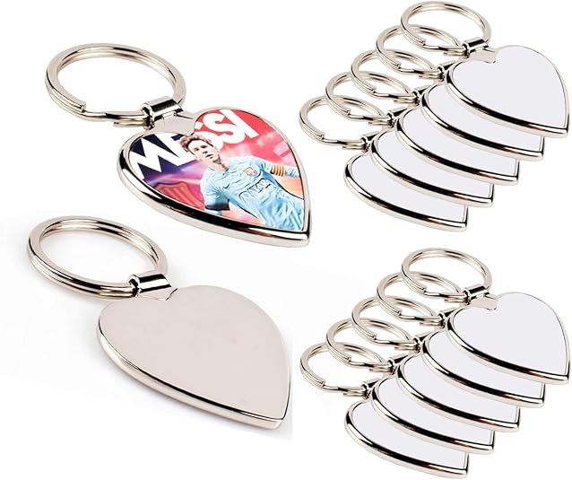 Amazon.com: AQWJ 10PCS Sublimation Blanks Keychains，Metal Heart Shape ...