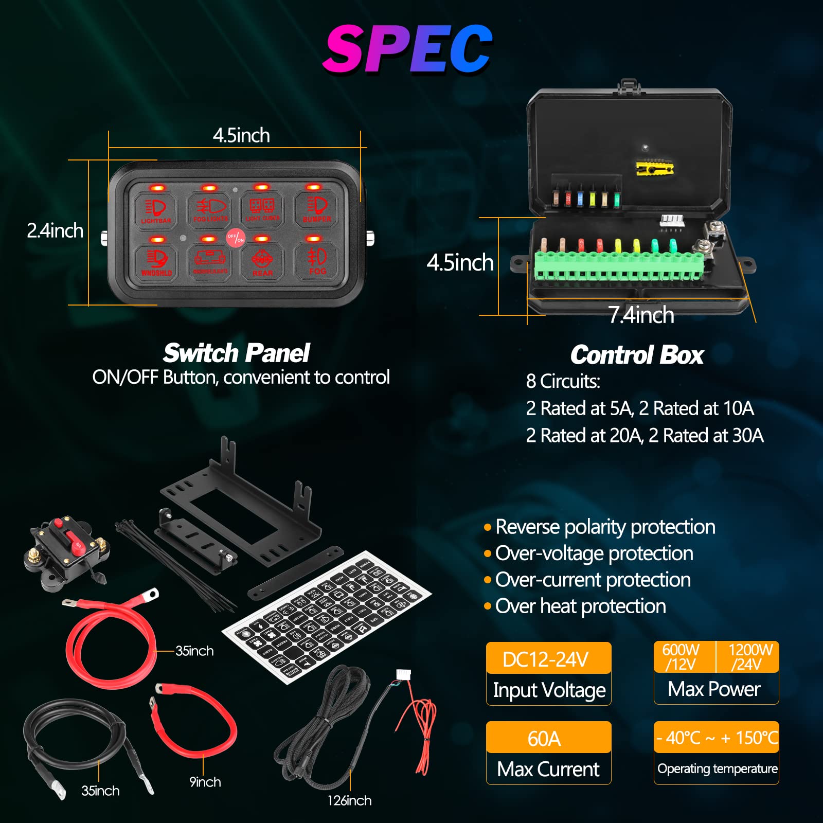 Mua Niking Auto RGB 8 Gang Switch Panel Bluetooth 8 Switch Pods Relay ...