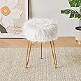 Amazon.com: IBUYKE Faux Fur Vanity Stool Chair, Furry Makeup Stool ...
