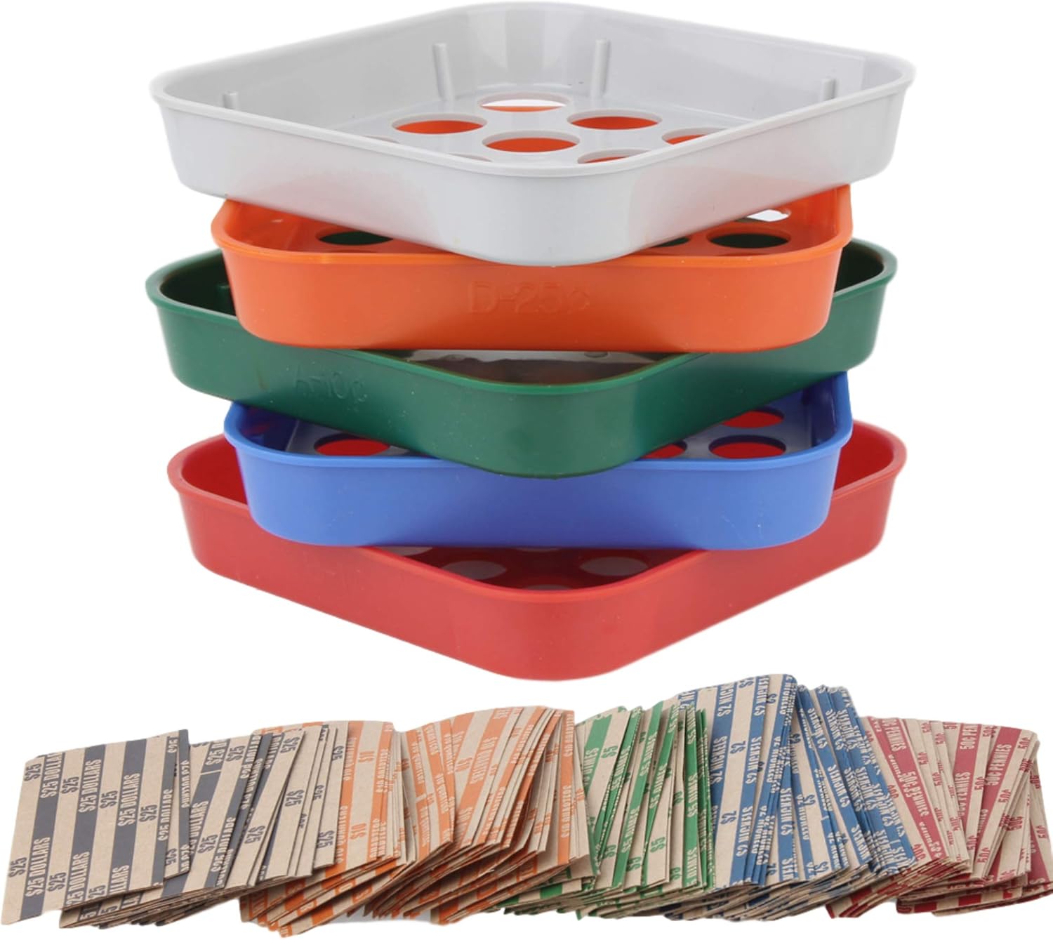 Amazon.com : Coin Sorters Tray & Coin Counters – 5 Color-Coded Coin ...