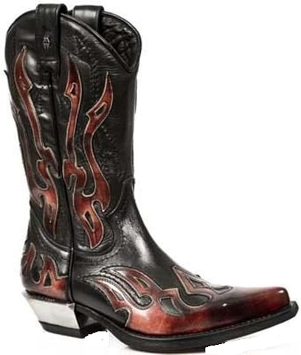 New Rock Red Flame Leather Cowboy Boots - 7921-S2 - Gothic, Goth, Punk ...