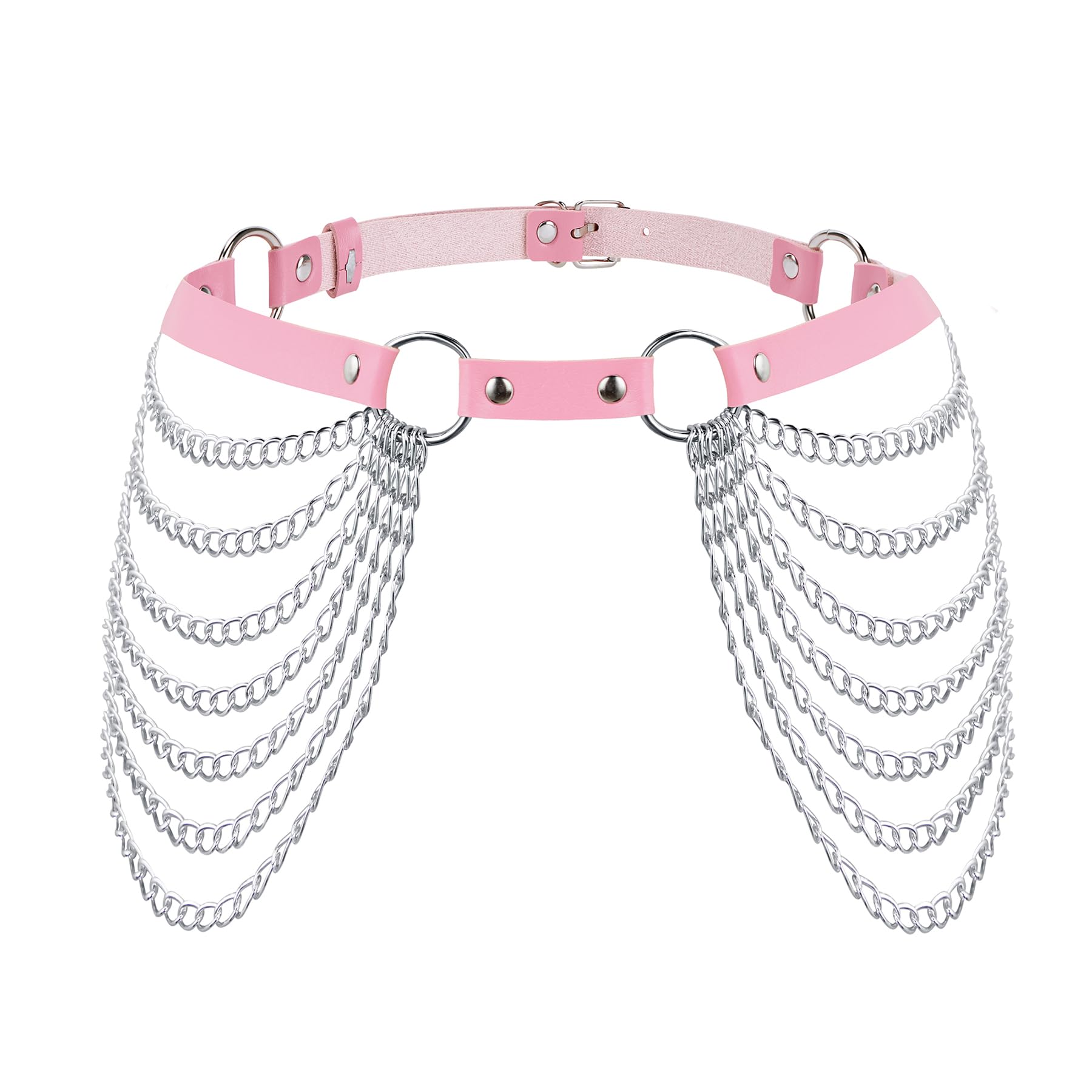 Zando Adjustable Fashion Waist Body Chain Belt Y2K Gothic Jewelry PU ...