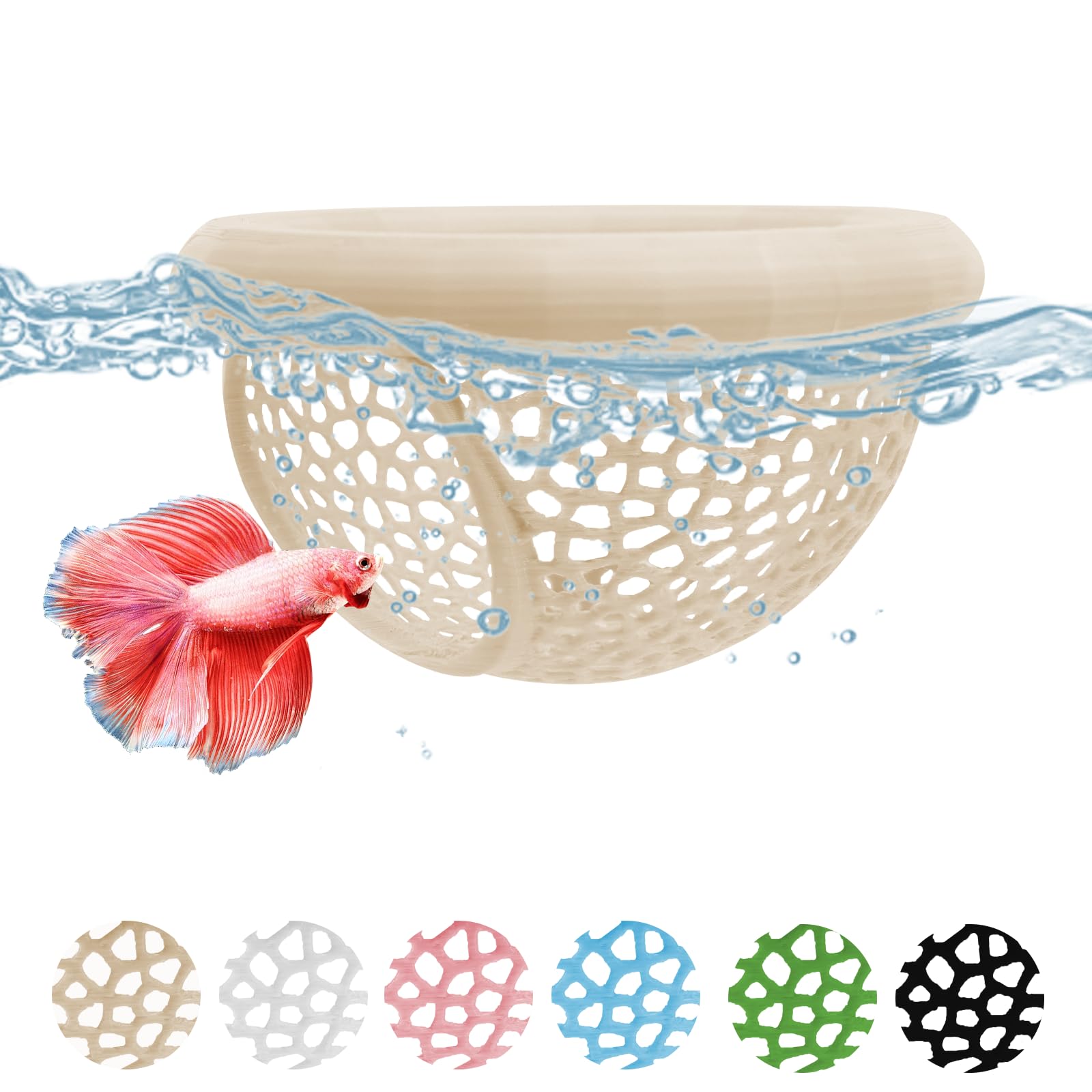 VOXGET Aquarium Floating Betta Fish Hammock Cave, 3D Printed Betta ...