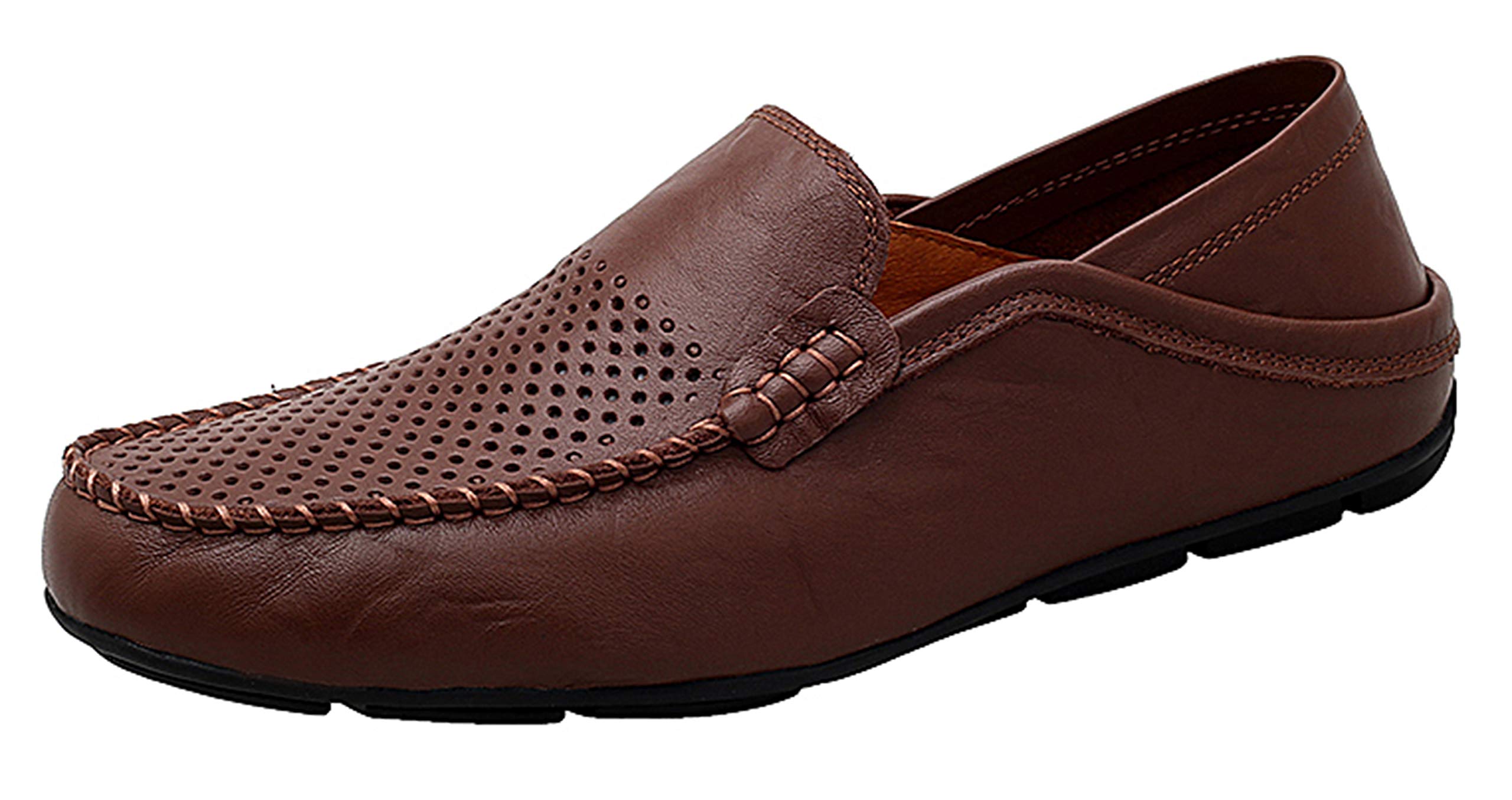 Go Tour Men's Premium Genuine Leather Casual Slip On Loafers Breathable Driving Shoes Fashion ...