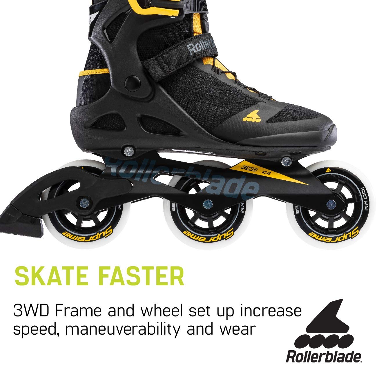Rollerblade Macroblade 100 3WD Mens Adult Fitness Inline Skate, Black ...