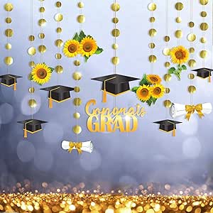 Amazon.com: Sunflower Graduation Party Decoration Kit Sun Flowers Black ...