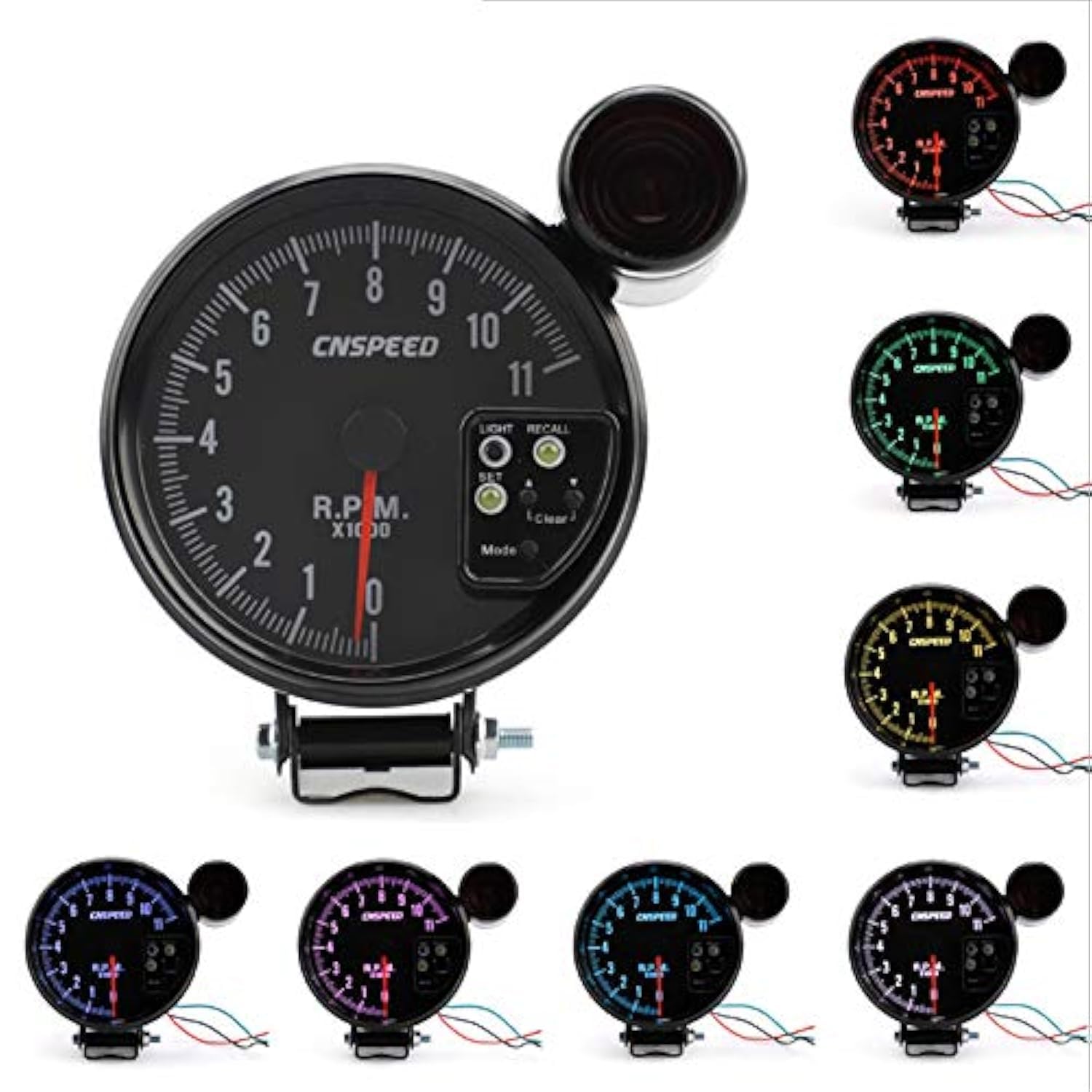 5 Inch Car RPM 11000K Tachometer Gauge 7 Color Backlight RPM LED Shift ...