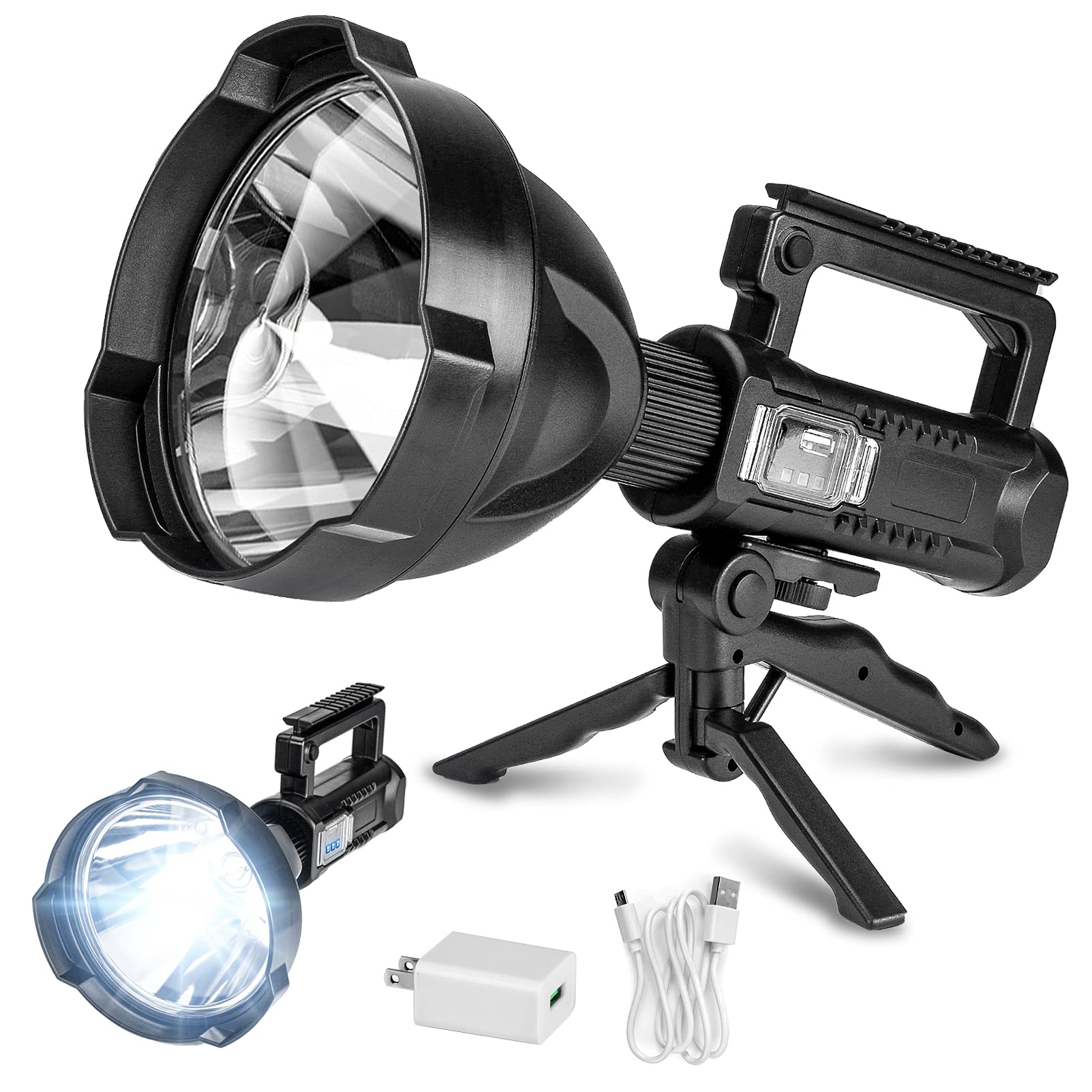 Yongkist Super Bright Rechargeable LED Spotlight,Handheld Tactical ...