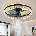 AHAWILL Ceiling Fan with Light, 15.7" Flush Mount Ceiling Fan, Dimmable ...