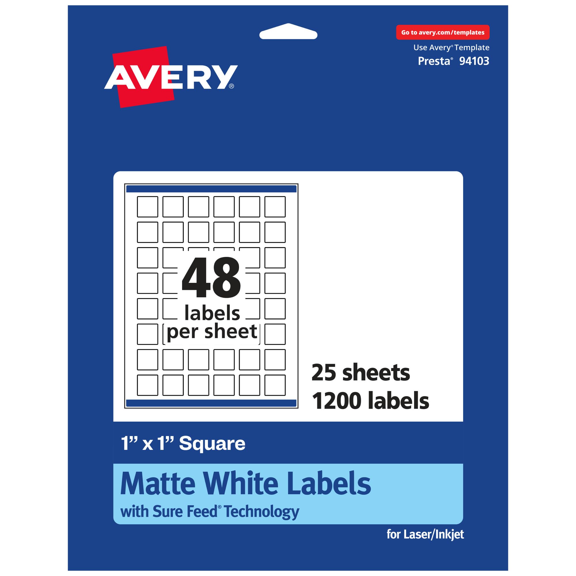 Mua Matte White Square Labels with Sure Feed, 1" x 1", 1,200 Matte ...