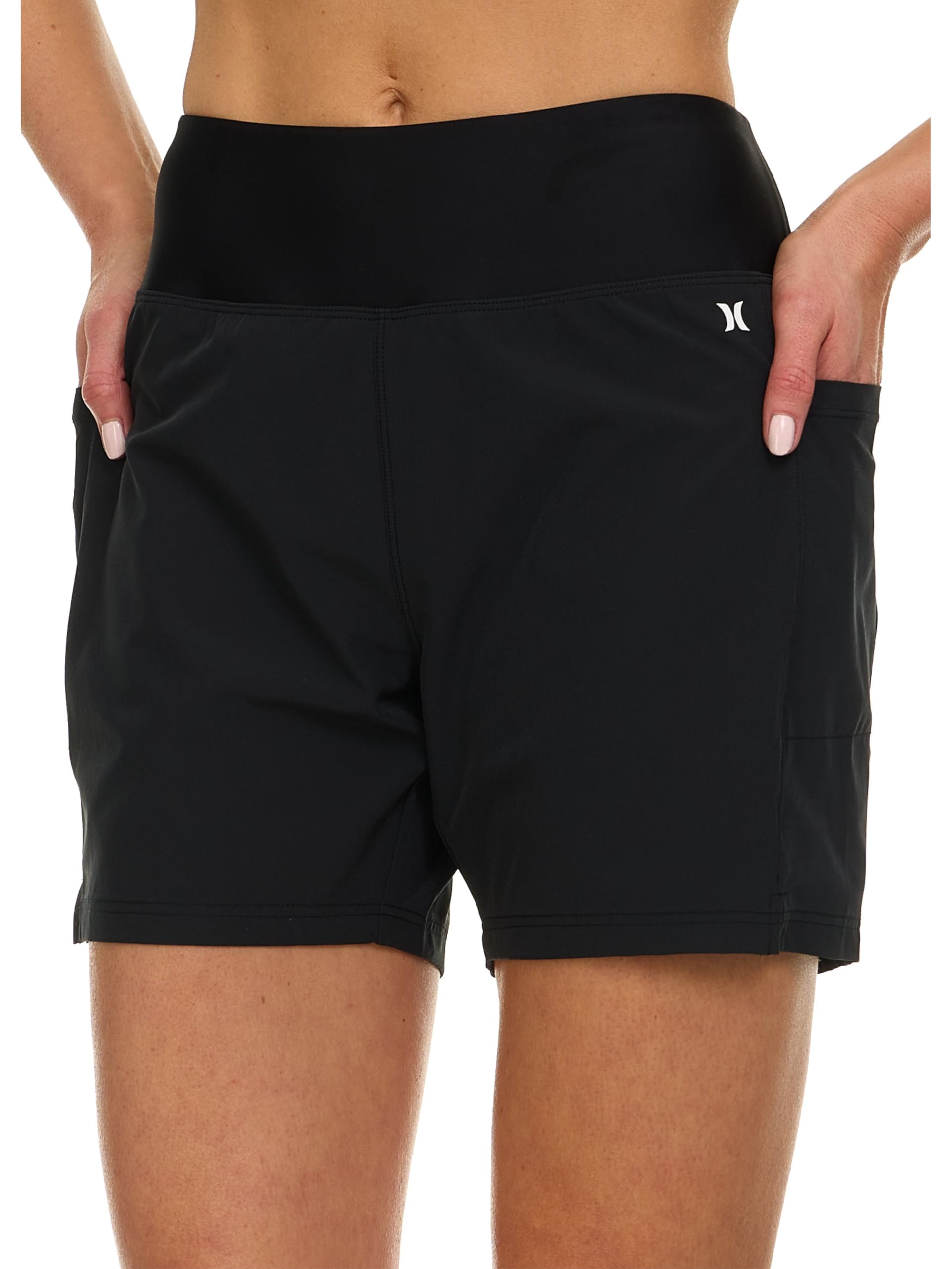 Hurley High Waisted Swim Shorts Women, 5" Board Shorts with Pockets ...