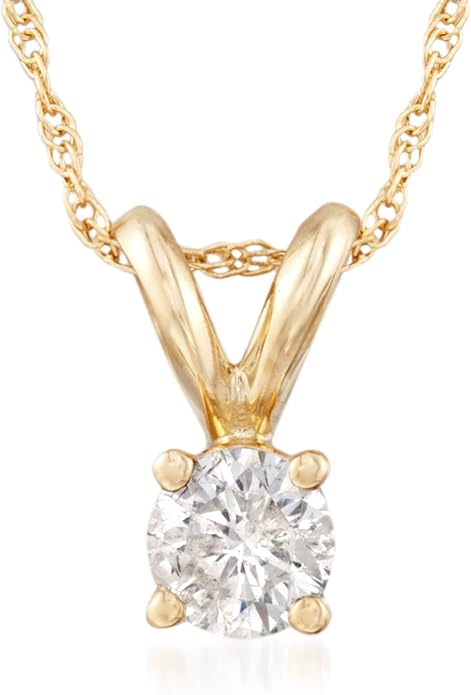 Amazon.com: Ross-Simons 0.25 Carat Diamond Solitaire Necklace in 14kt ...