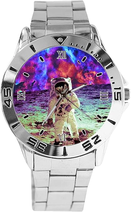 Astronaut Design Analog Wrist Watch Quartz Silver Dial Classic ...