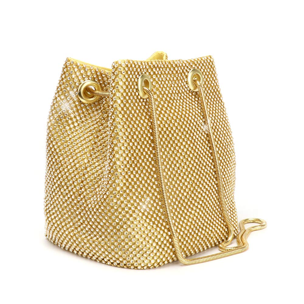 Women's Evening Bag- Full Rhinestones Bucket Bag Shining Crossbody Bag ...