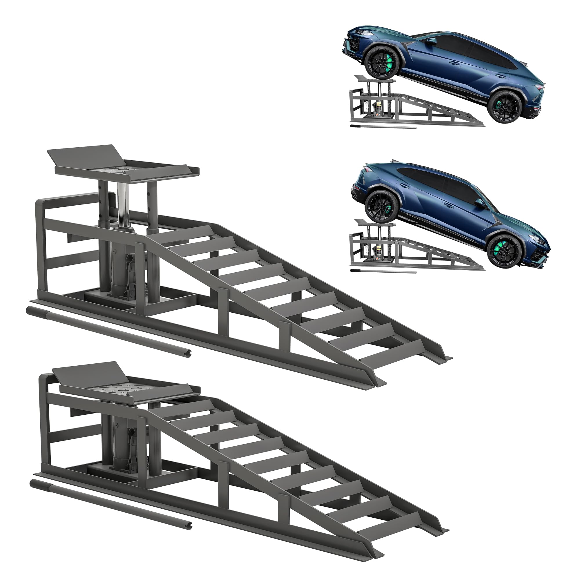 Hydraulic Car Ramps 5T 11000lbs, 2 Pack Heavy Duty Steel Car Ramps Lift ...
