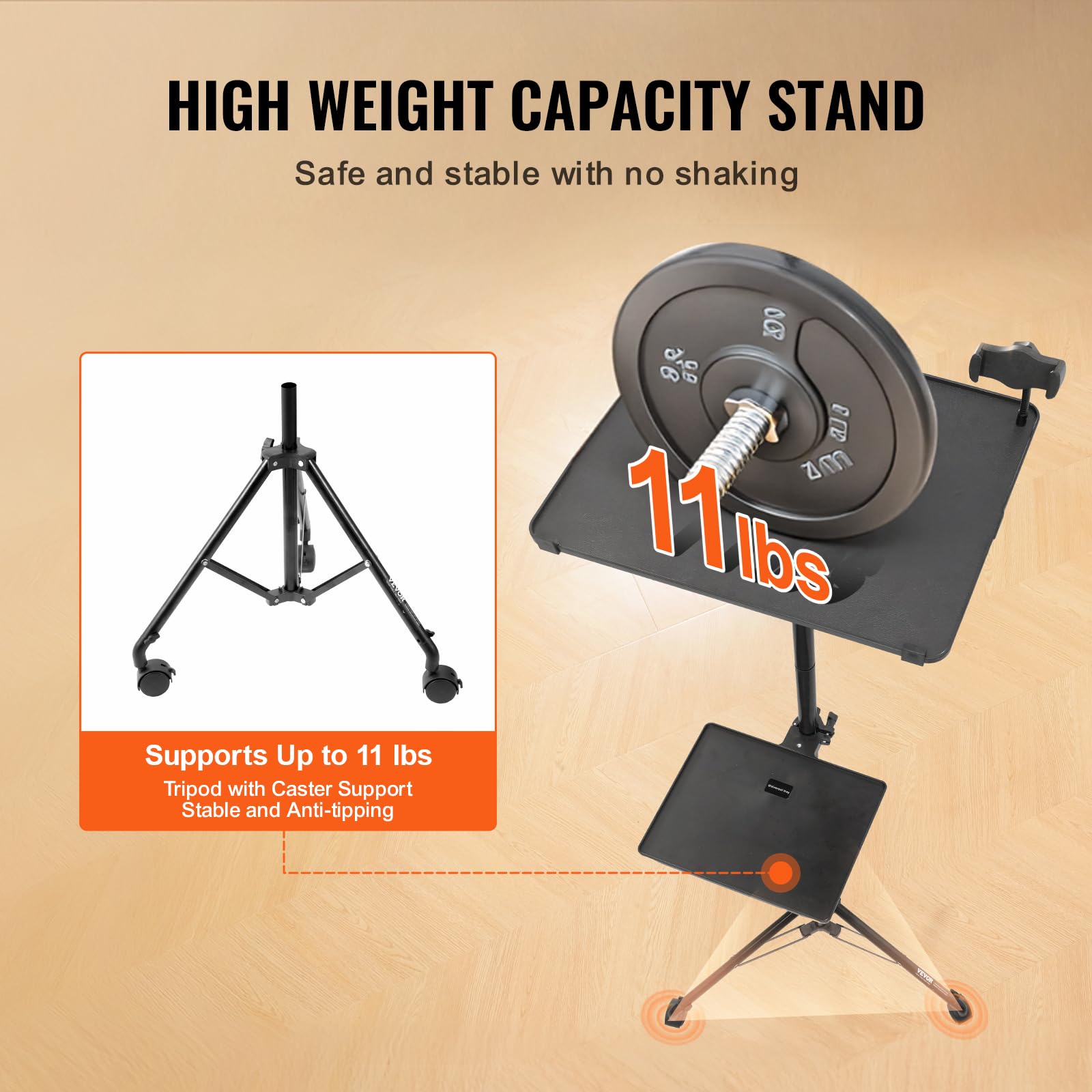 VEVOR Projector Stand With Wheels, Laptop Stand Tripod Adjustable ...