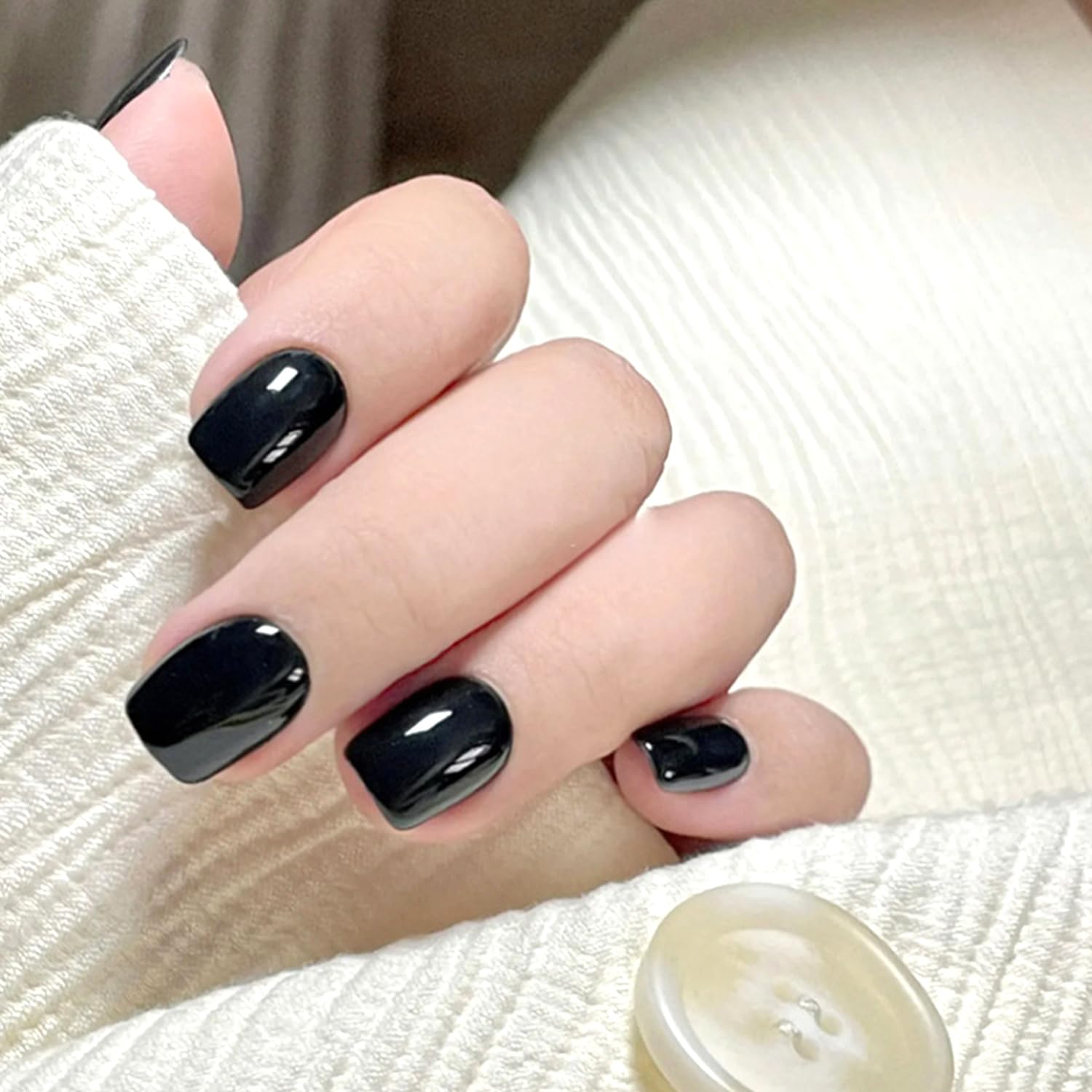 Fall Press on Nails Medium Square Wine Red Fake Nails Exquisite Design ...