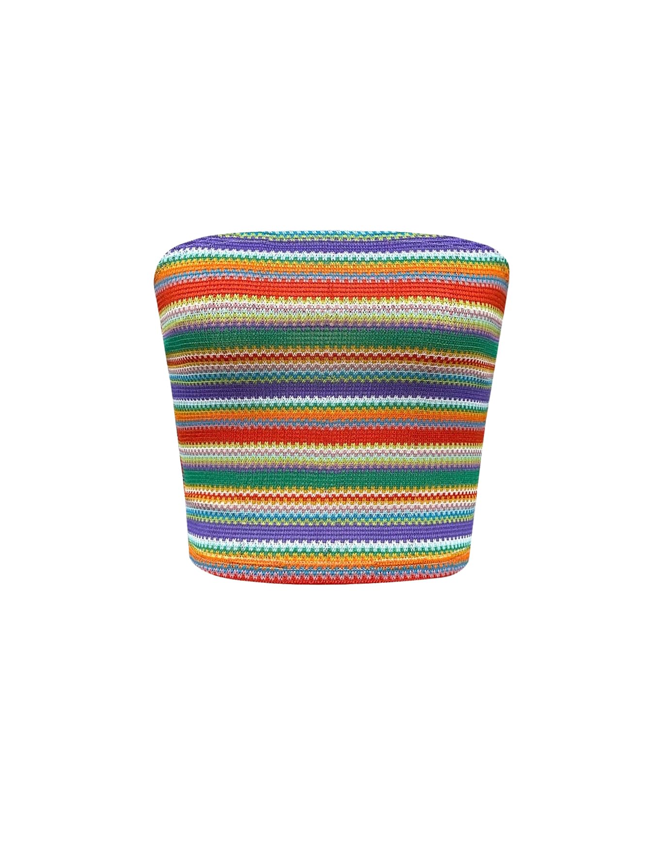 GORGLITTER Women's Strapless Stripe Knit Tube Tops Bandeau Boho Summer ...