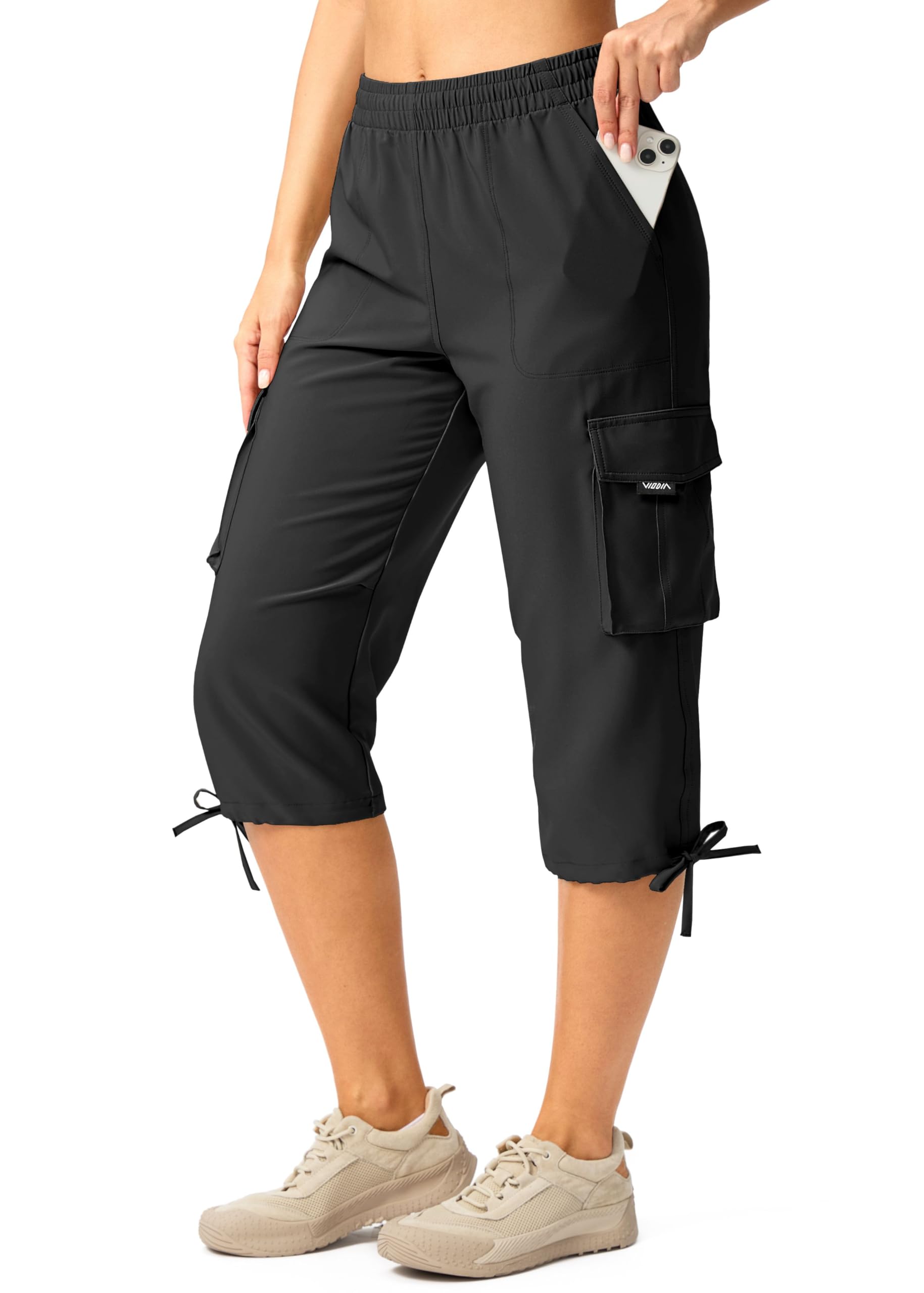 Viodia Cargo Capris for Women Lightweight Hiking Pants Stretch Elastic ...