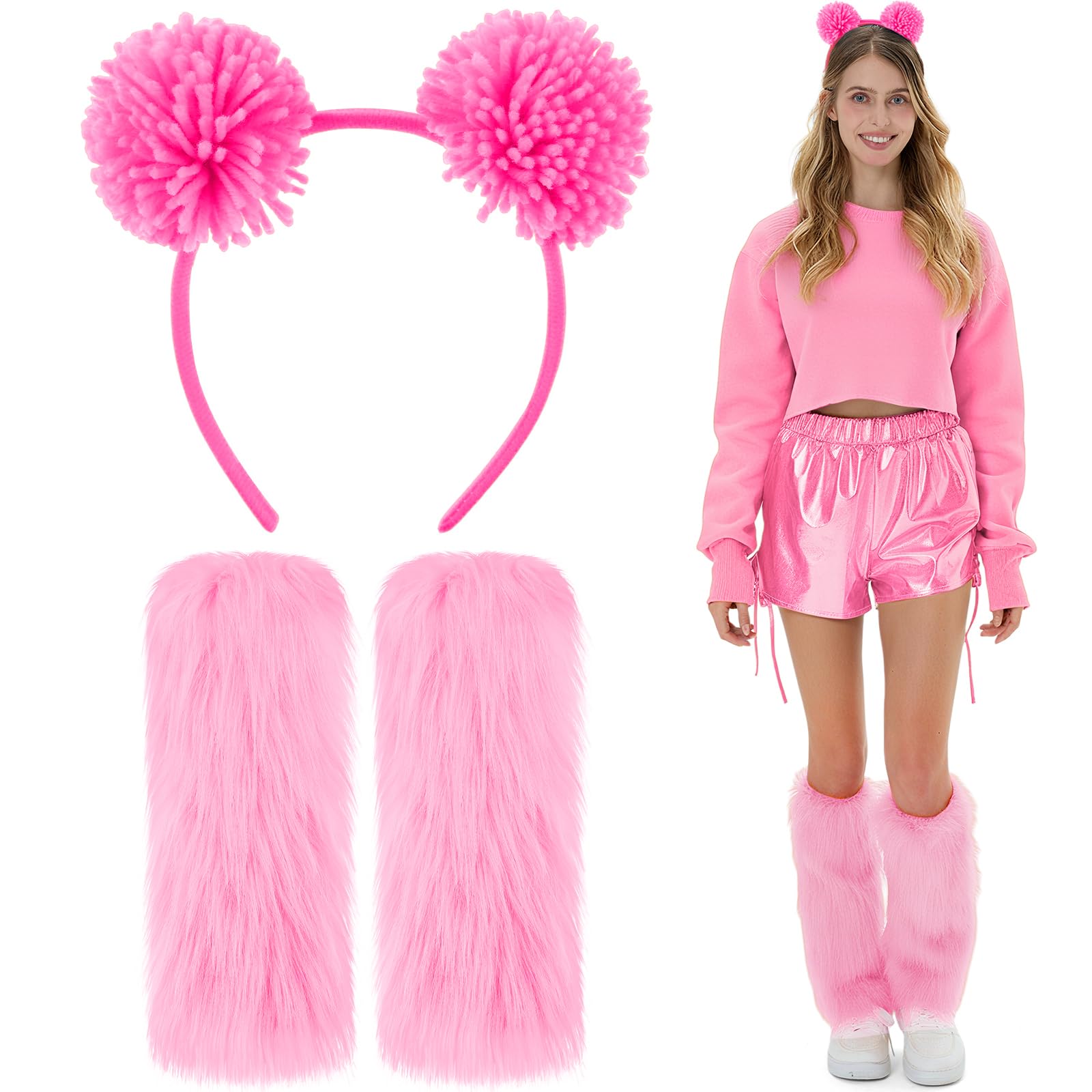Suncalla Halloween Bear Costume Accessories Pompom Ball Headband Fuzzy ...