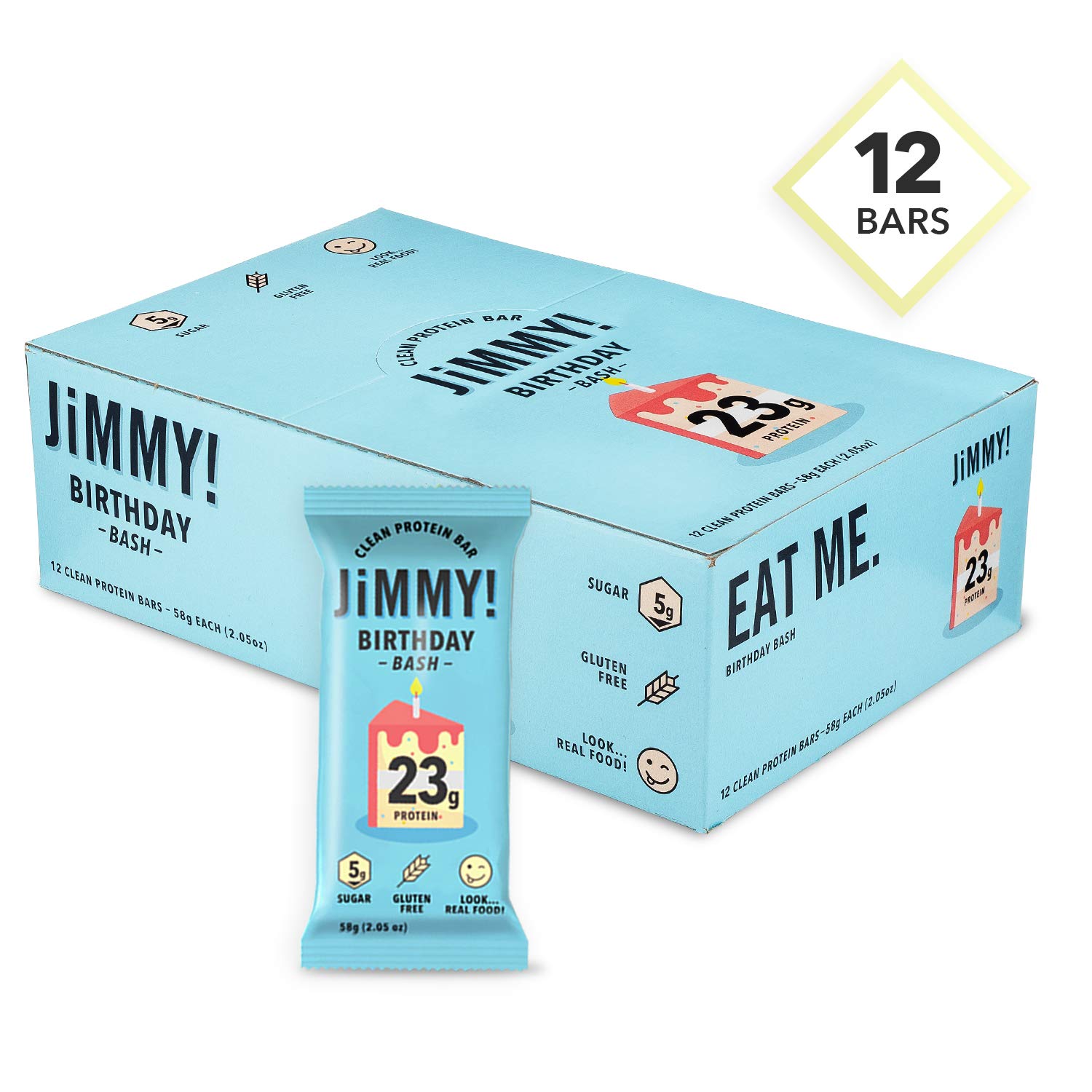 Amazon.com: JIMMY BAR White Coconut Shred Protein Bar 12ct, 2.05 OZ: