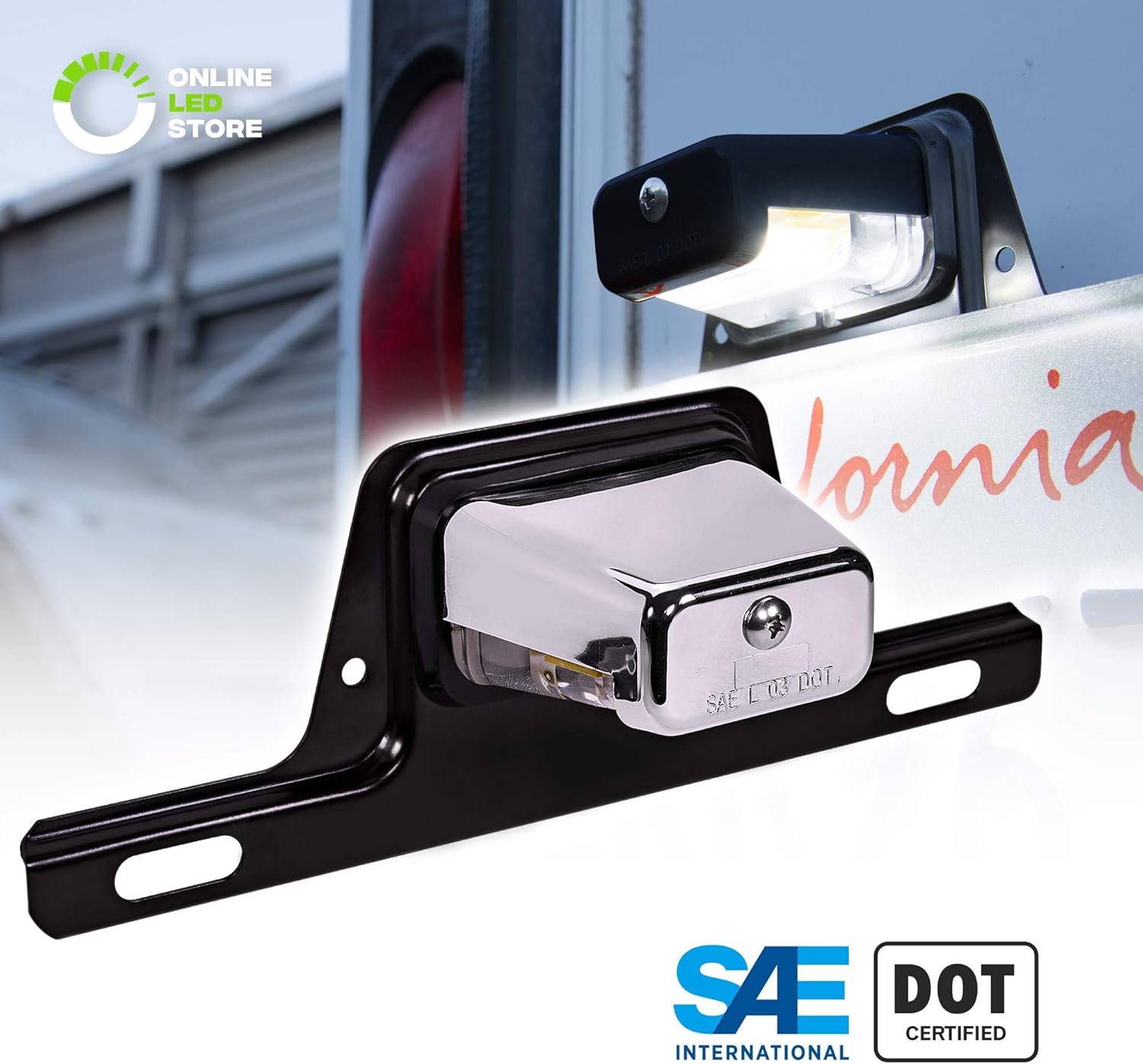 OLS LED Trailer License Plate Lights w/ Bracket [SAE/DOT Certified ...