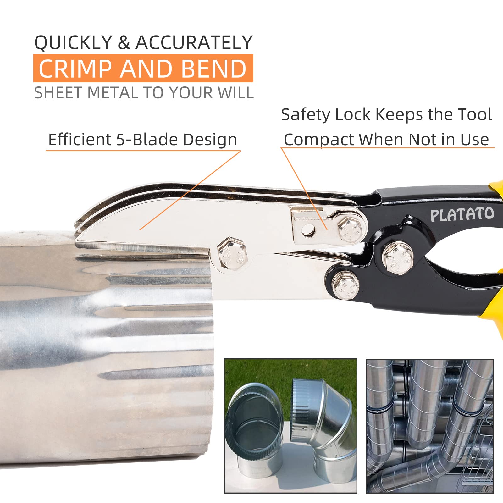 Mua PLATATO 5 Blades Sheet Metal Tools HVAC Tool Duct Crimping Tool ...
