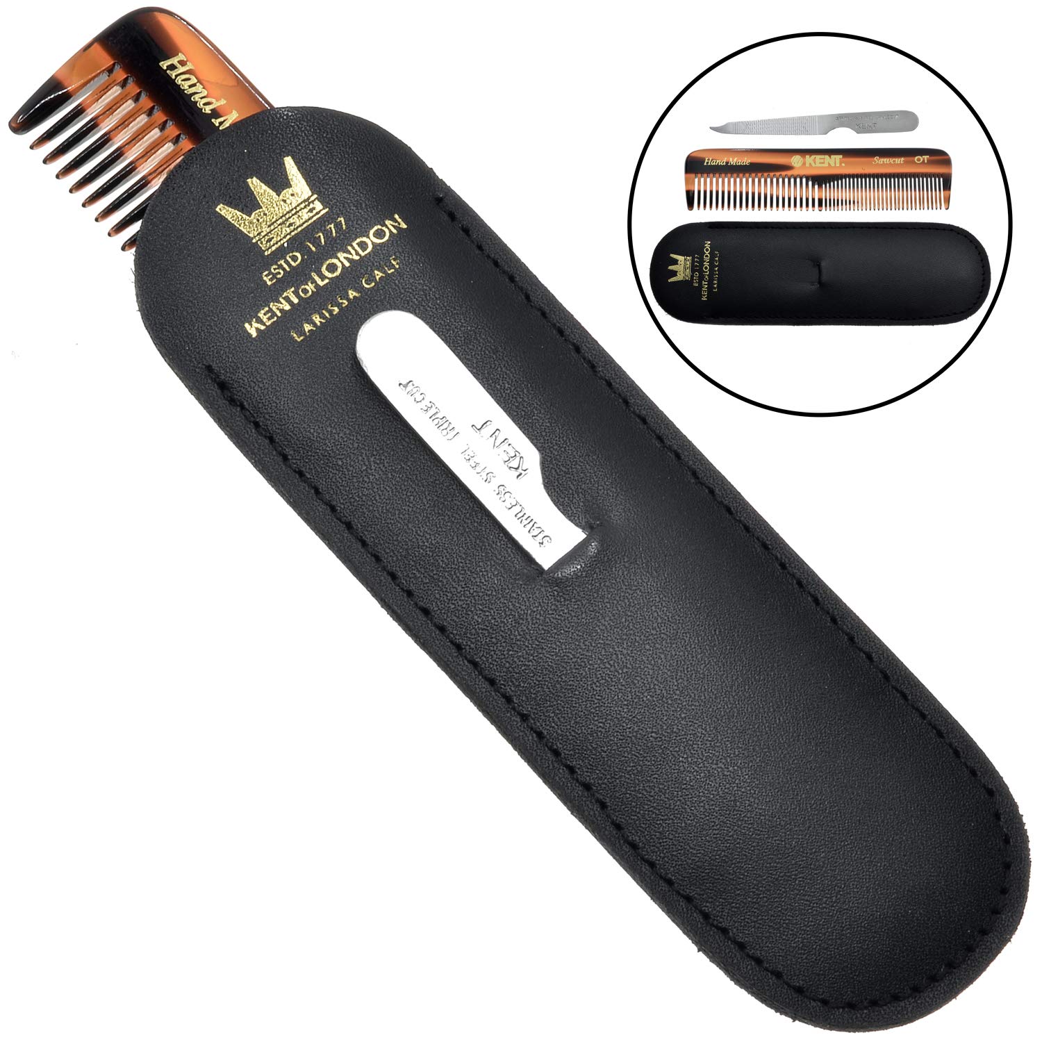 Amazon.com : Kent NU19 Fine Tooth/Wide Tooth Comb for Beard Care ...