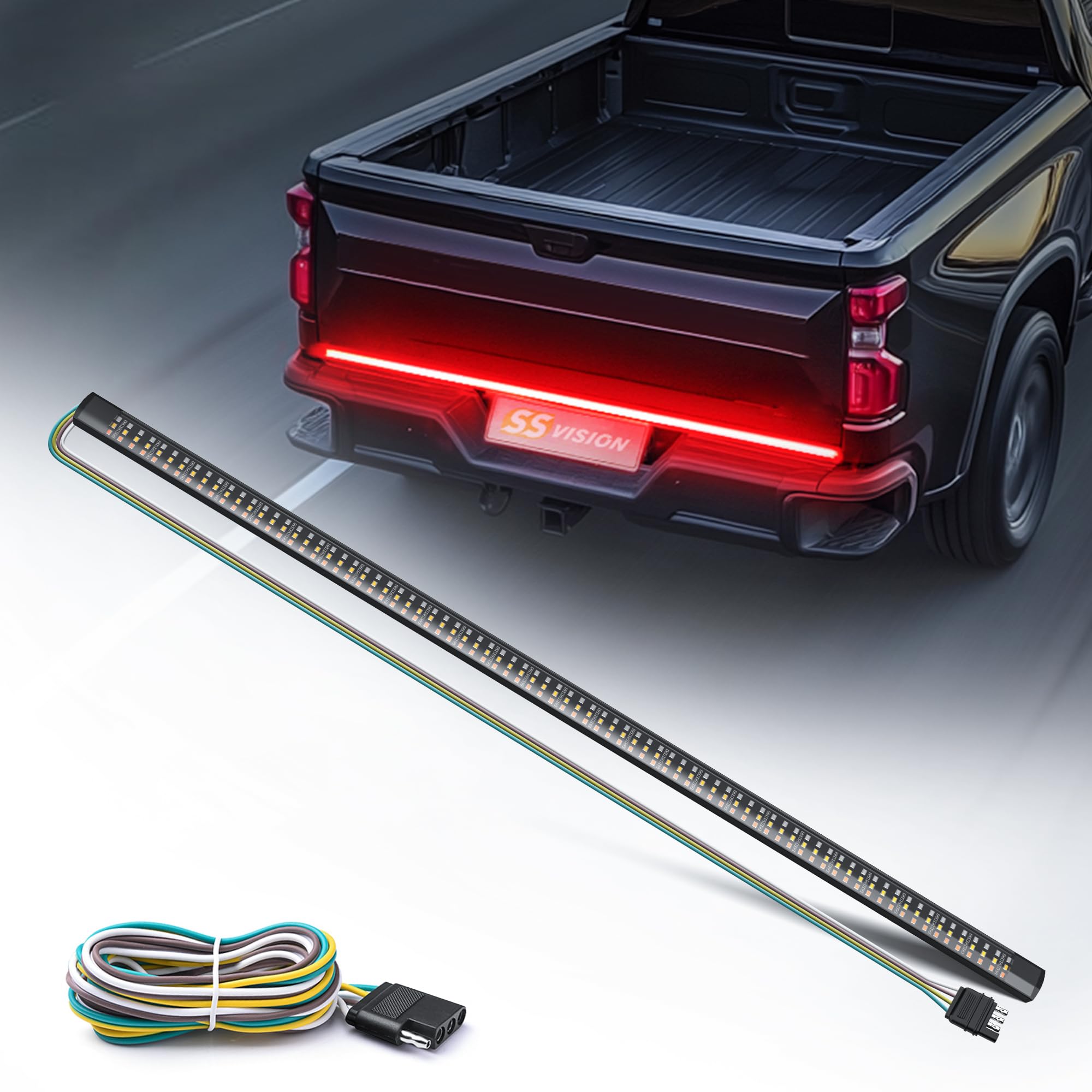 SS VISION 60 inches Tailgate Strip Light, 432 LEDs Triple Row Tailgate ...